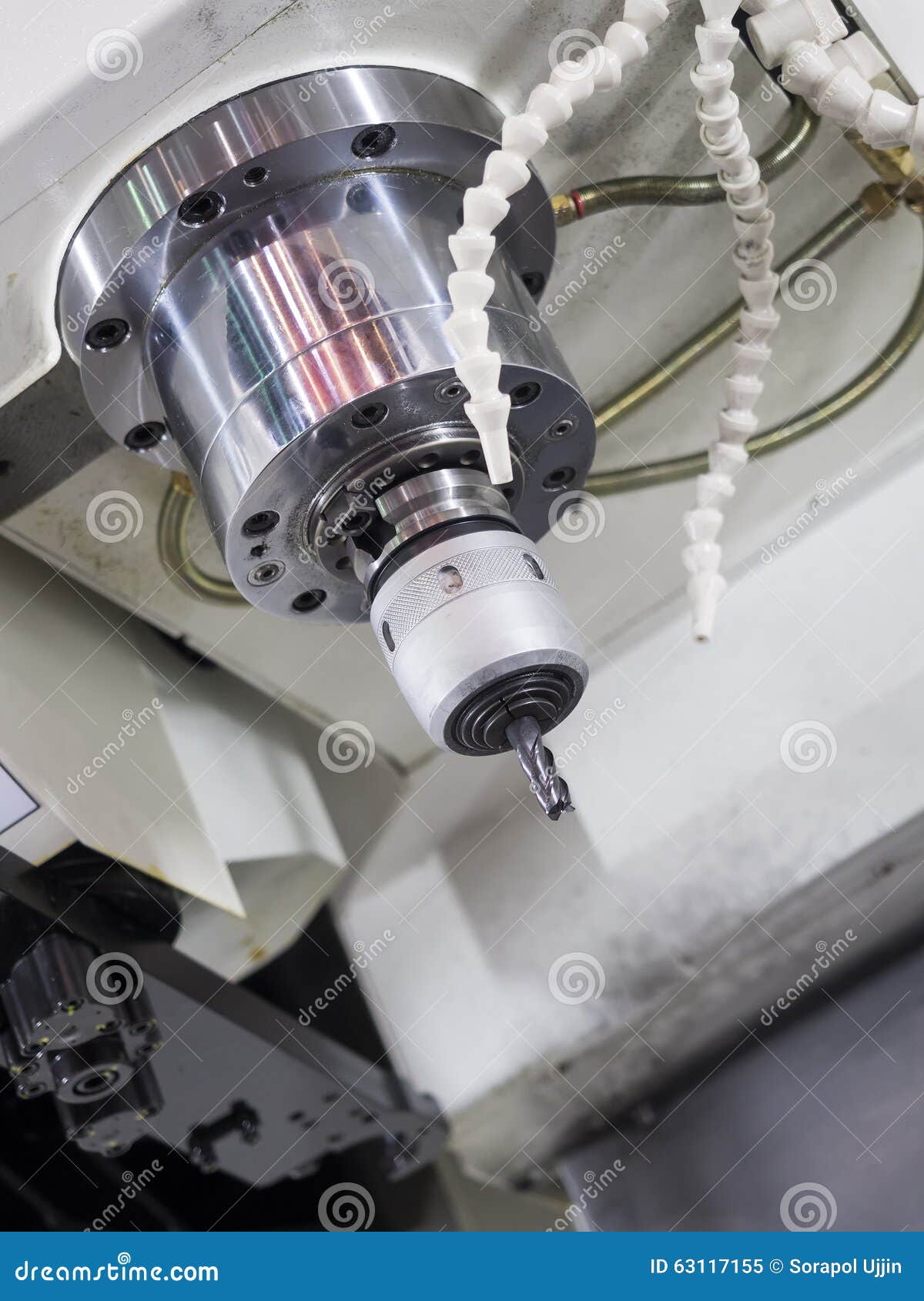 CNC Machining Center Spindle Stock Image - Image of production, index ...