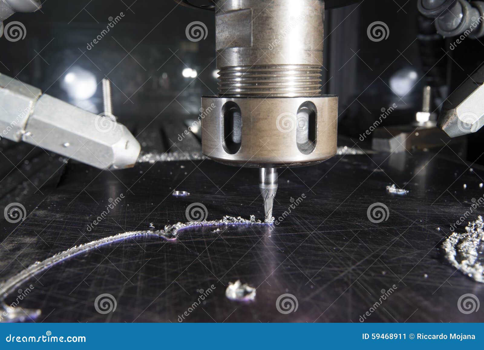 CNC Metal Machining by Mill Stock Image - Image of spraying, accuracy ...