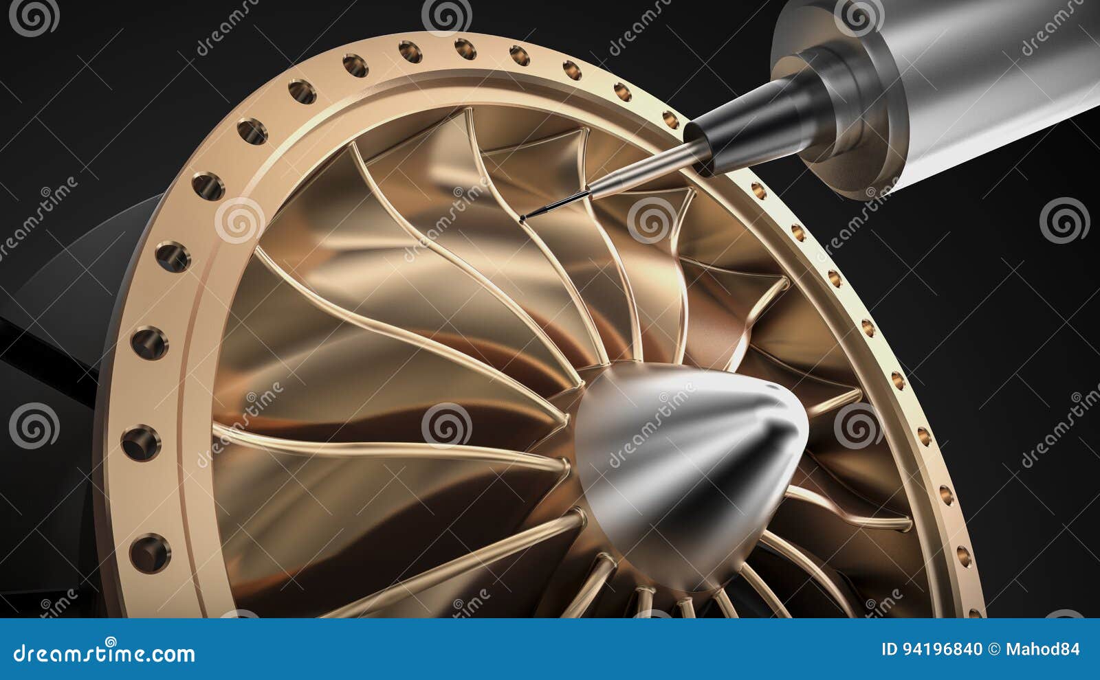 Cnc Milling Aluminum Turbine in Five Axis Machine. Stock Illustration ...