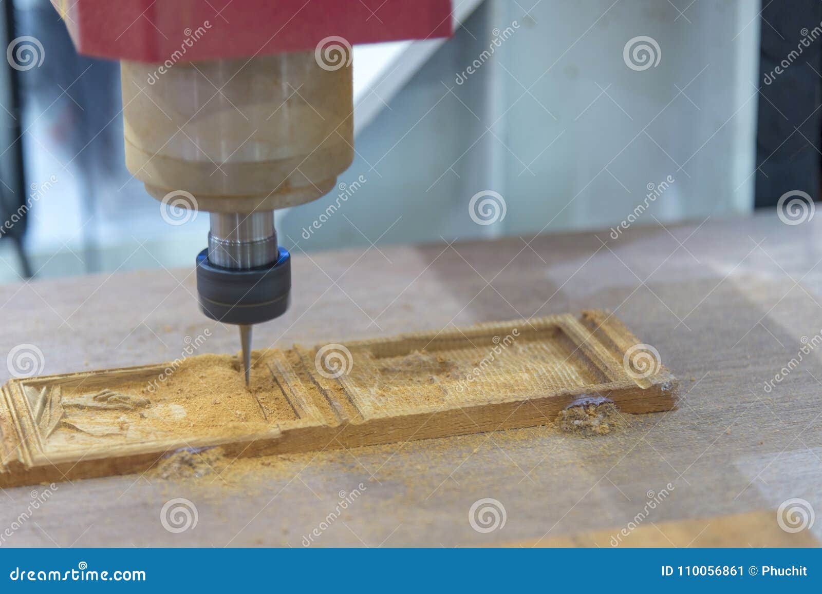The CNC Milling Cutting the Wood Material. Stock Image - Image of ...