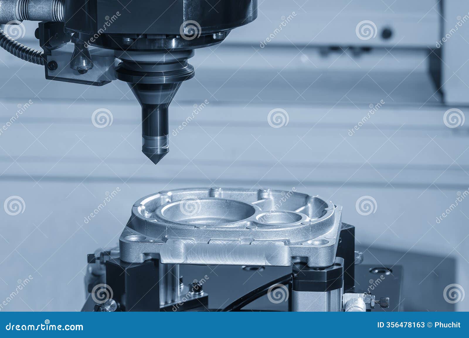 The CNC Milling Machine Chamfer Cutting Aluminum Part by Chamfer Tool ...