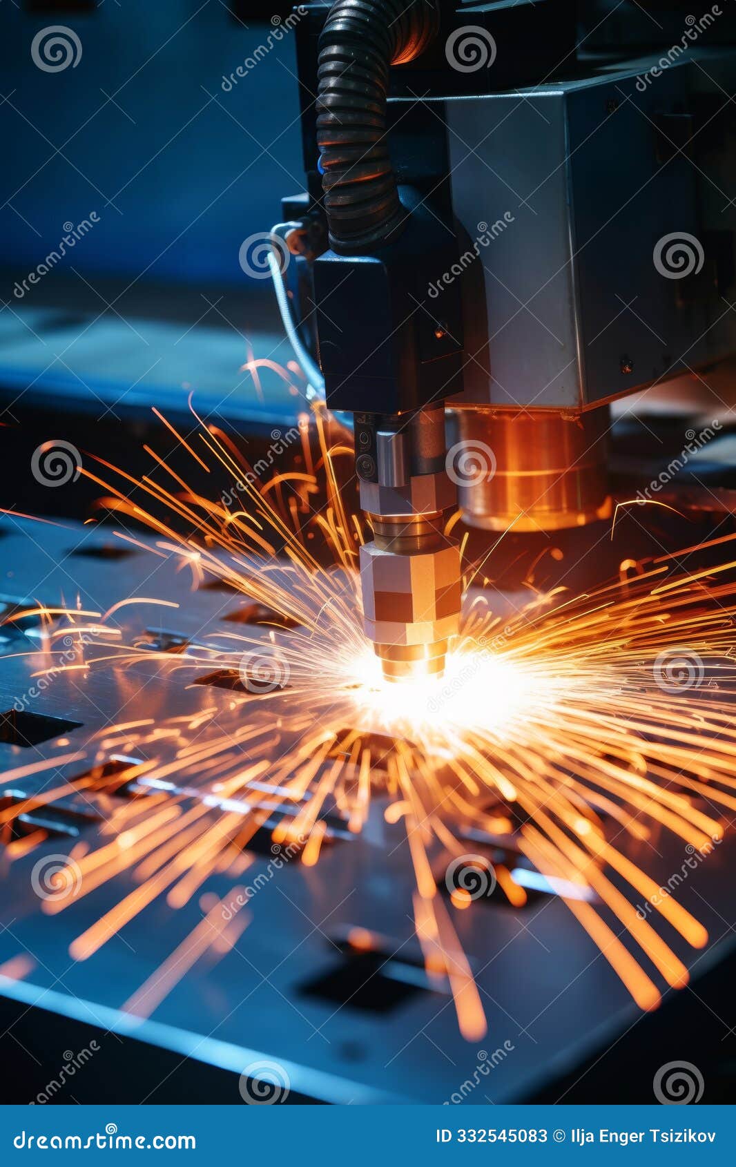 Cnc Milling Machine Crafting Complex Metal Shape with Sparks in Precise ...