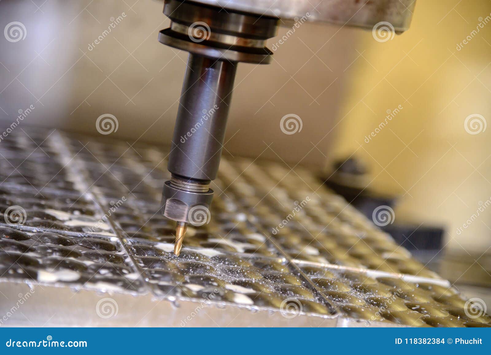The CNC Milling Machine Cutting the Automotive Mold Part Stock Photo ...