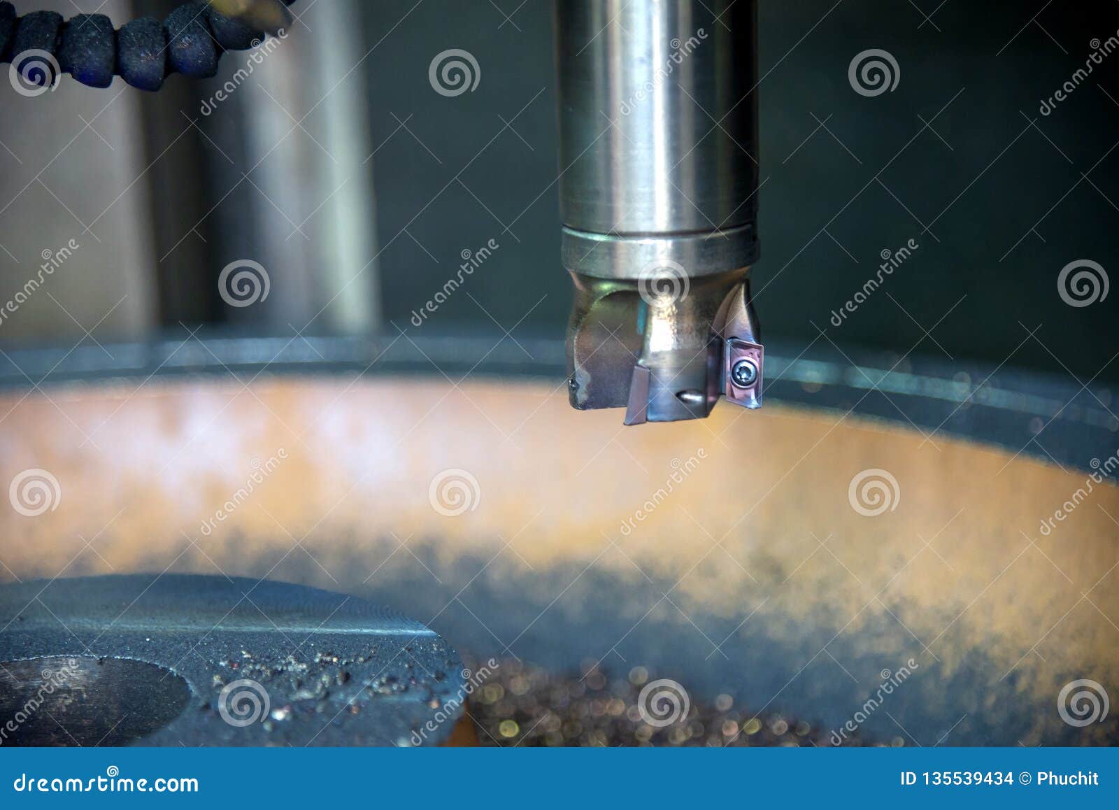 The CNC Milling Machine Cutting the Cast Iron . Stock Photo - Image of ...