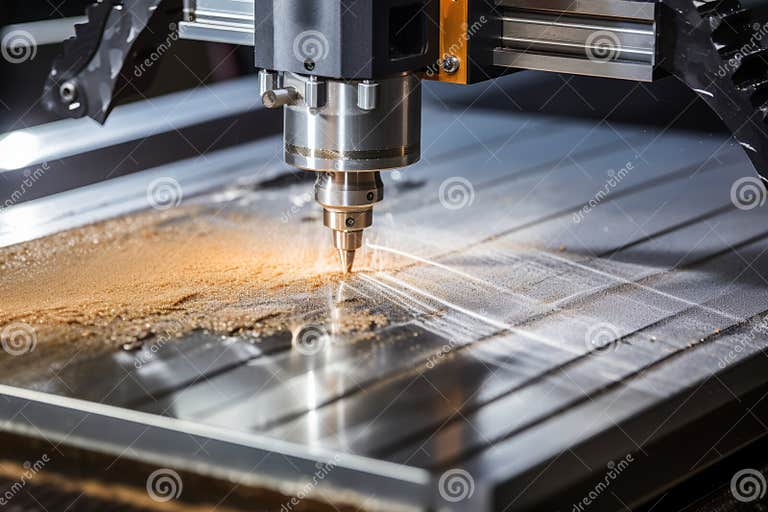 Cnc Milling Machine Cutting Complex Metal Shape with Sparks in ...