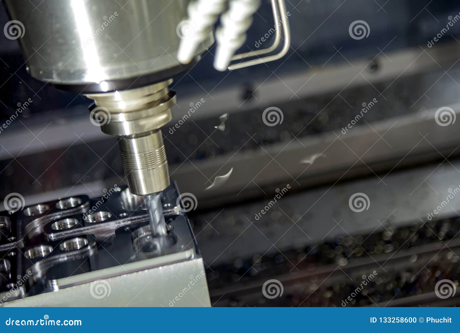 The CNC Milling Machine Cutting the Forging Mold. Stock Photo - Image ...