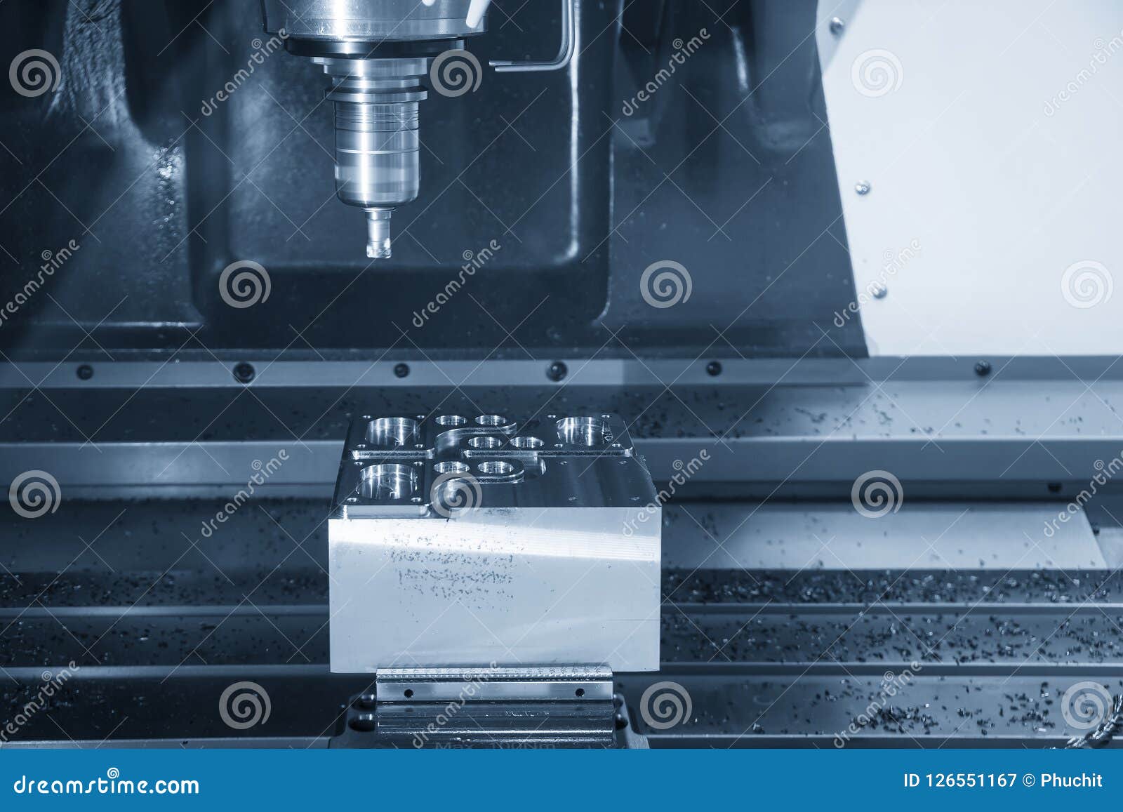 The CNC Milling Machine Cutting the Forging Mold. Stock Image - Image ...