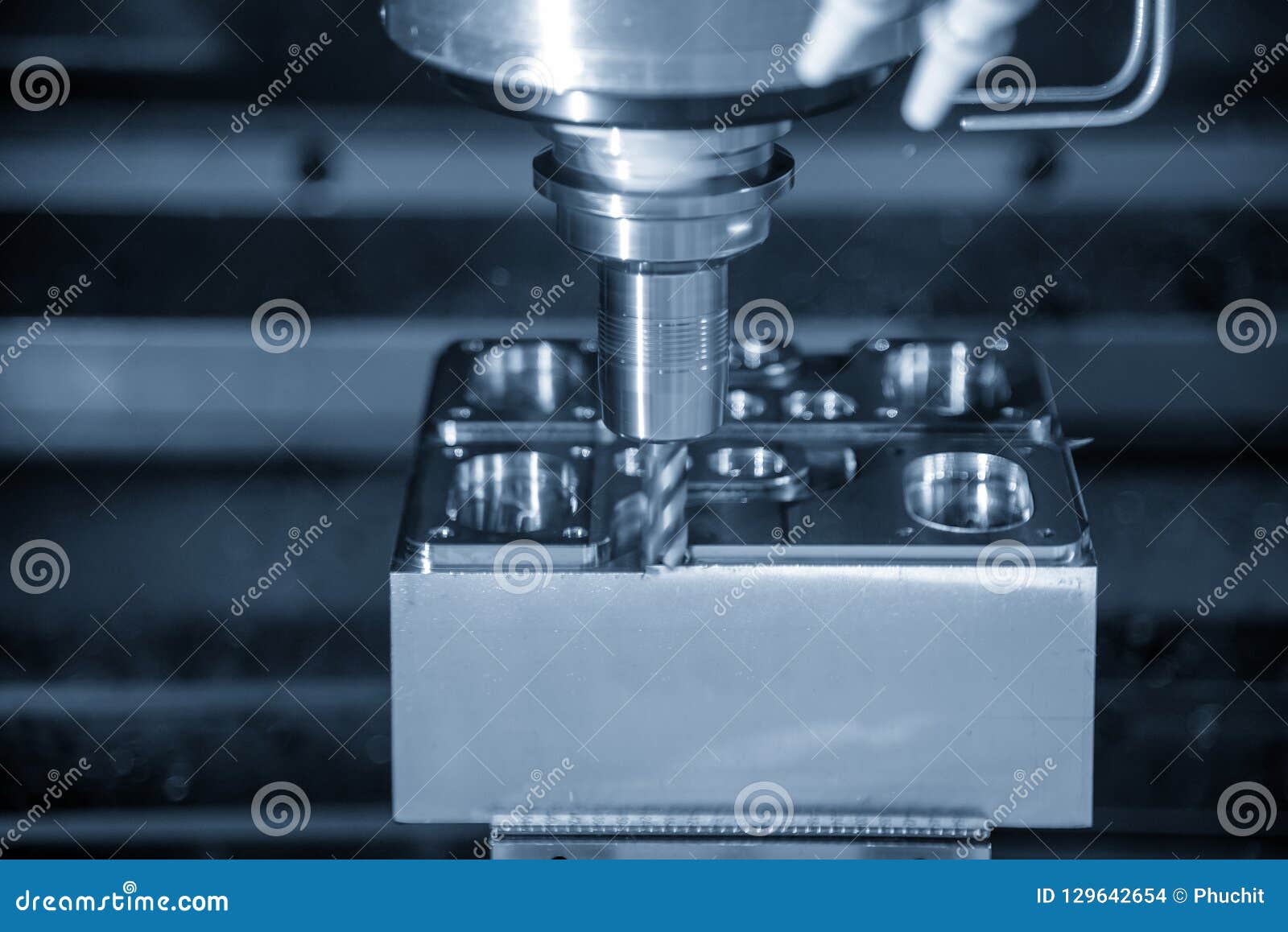 The CNC Milling Machine Cutting the Forging Mold. Stock Photo - Image ...