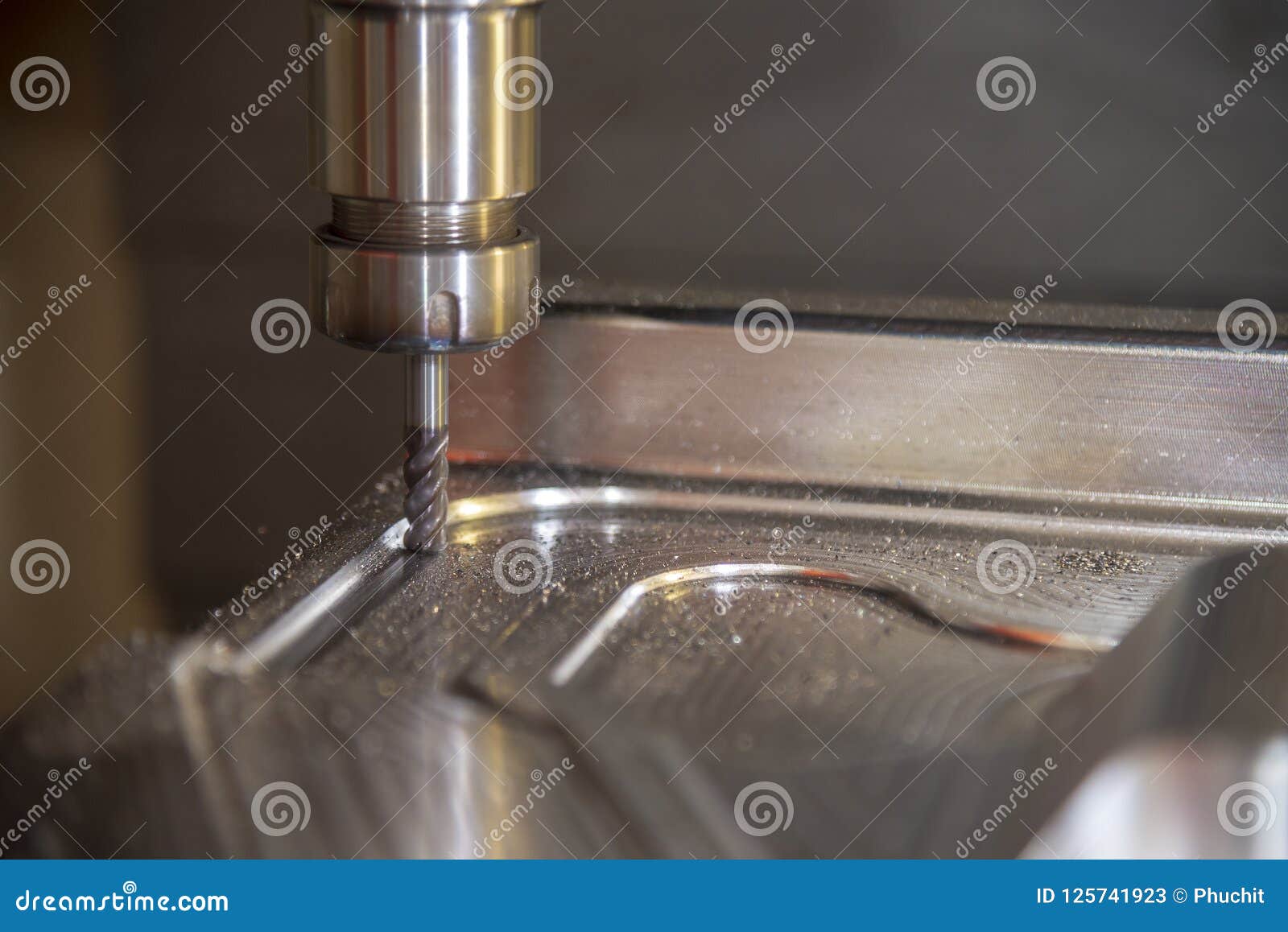 The CNC Milling Machine Cutting the Forging Mold. Stock Image - Image ...
