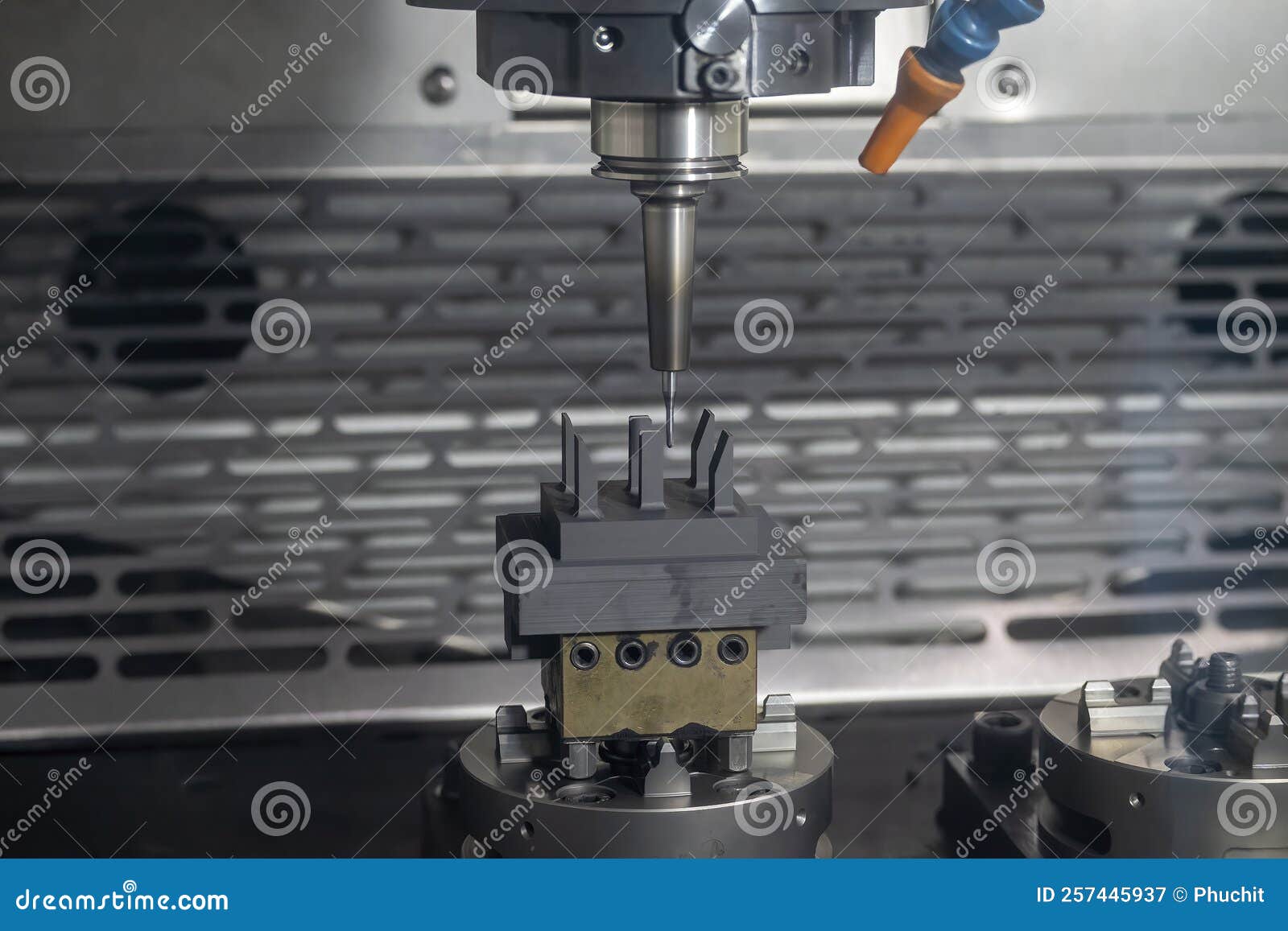 The CNC Milling Machine Cutting the Graphite Electrode Parts with Solid ...