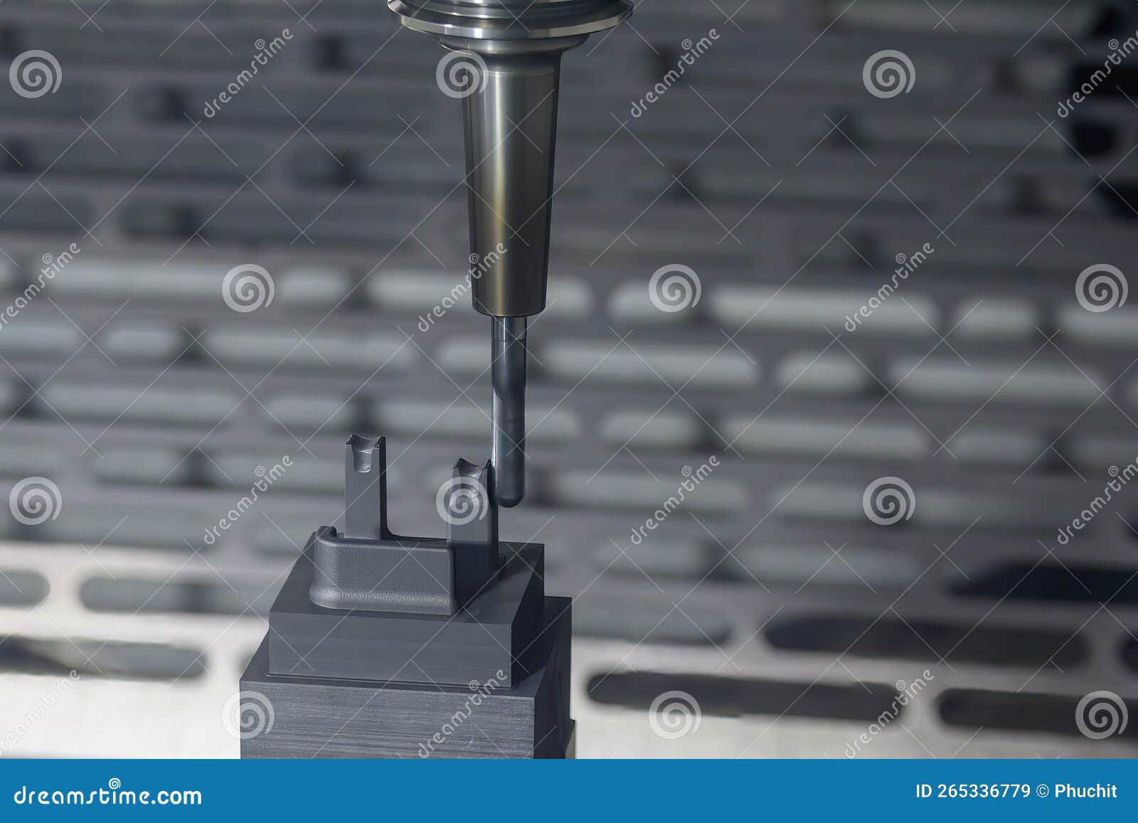 The CNC Milling Machine Cutting the Graphite Electrode Parts with Solid ...