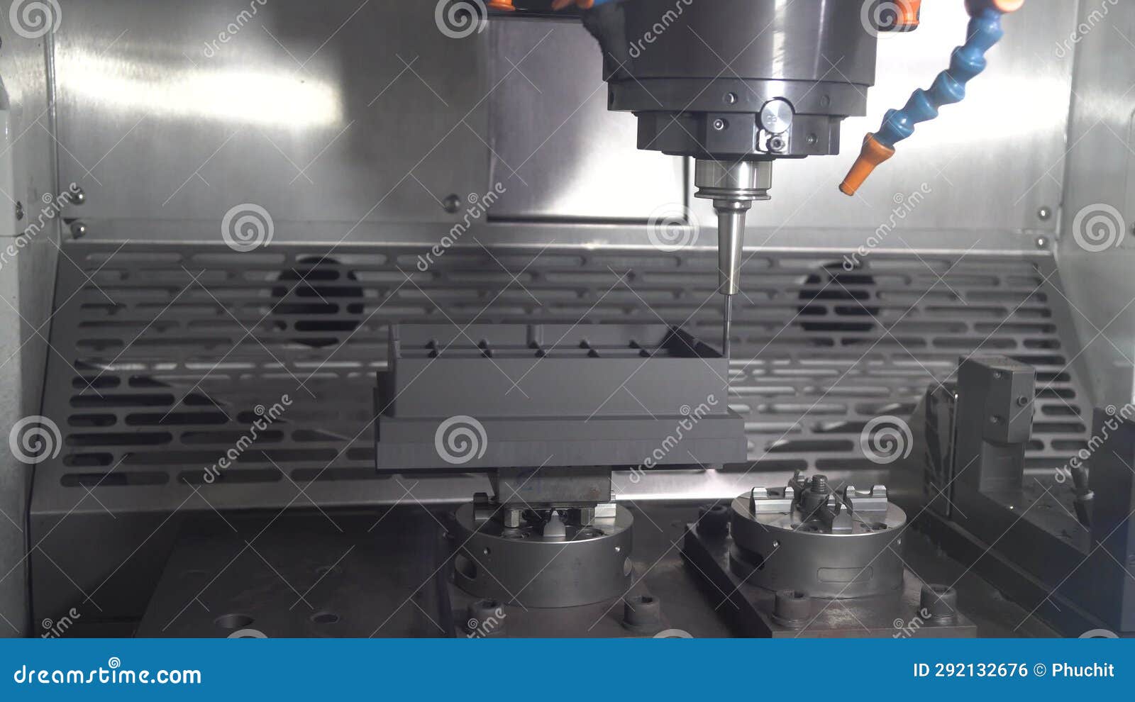 The CNC Milling Machine Cutting the Graphite Electrode Parts by Solid ...