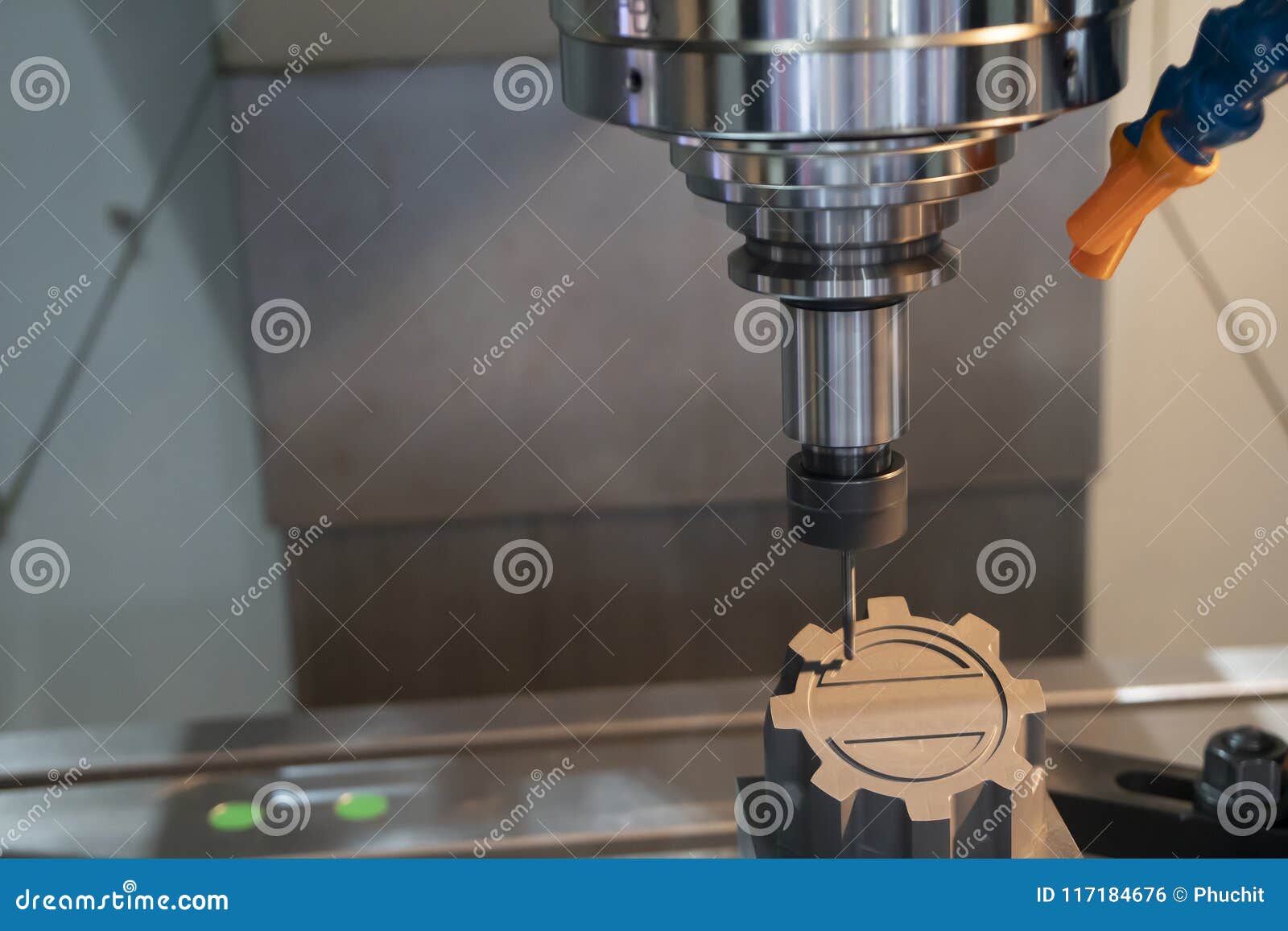 The CNC Milling Machine Cutting the Graphite Part Stock Photo - Image ...