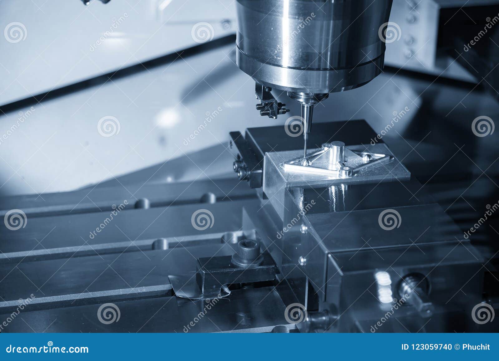 The CNC Milling Machine Cutting the Injection Mold Part Stock Photo ...