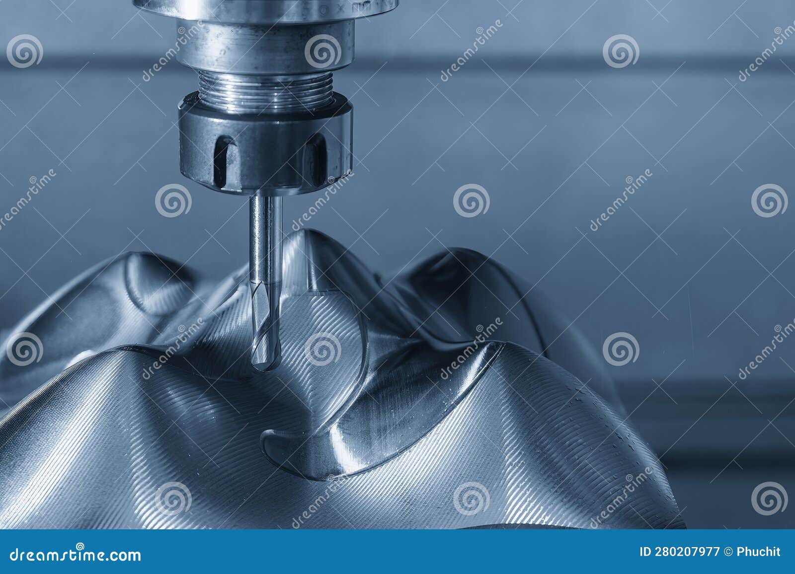 The CNC Milling Machine Cutting Injection Mold Part by Solid Ball End ...