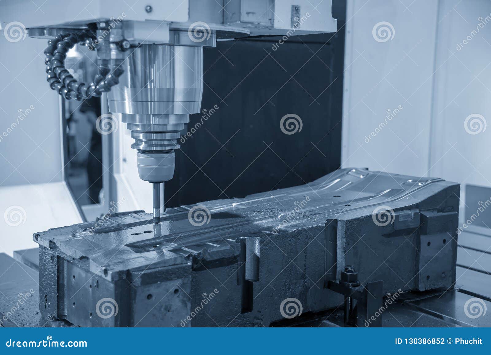 The CNC Milling Machine Cutting the Injection Mold. Stock Photo - Image ...