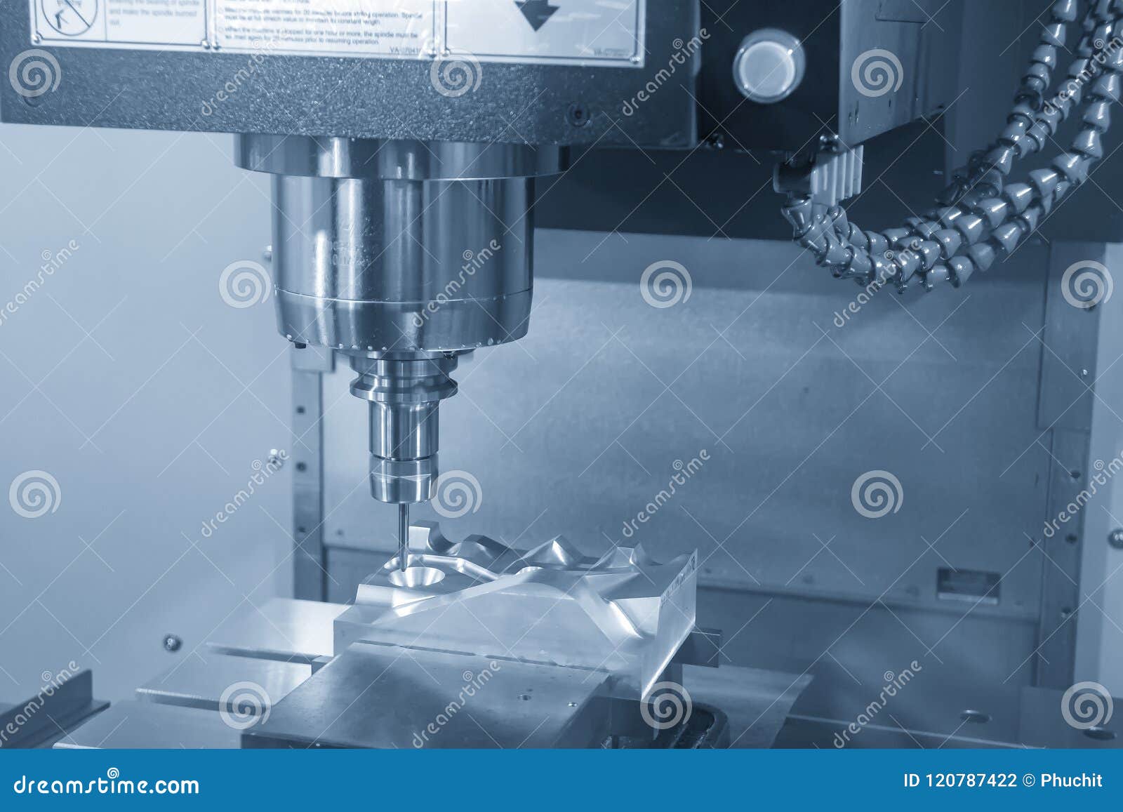 The CNC Milling Machine Cutting the Injection Mold Part Stock Photo ...