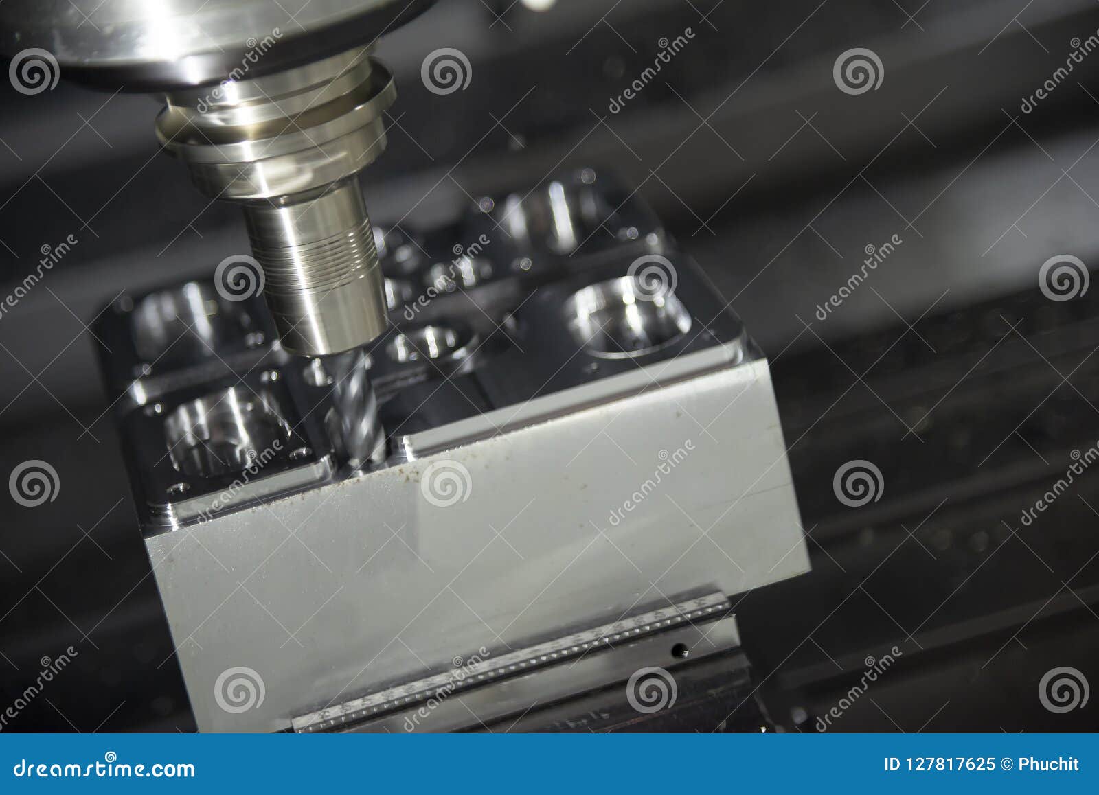 The CNC Milling Machine Cutting the Injection Mold Part Stock Image ...