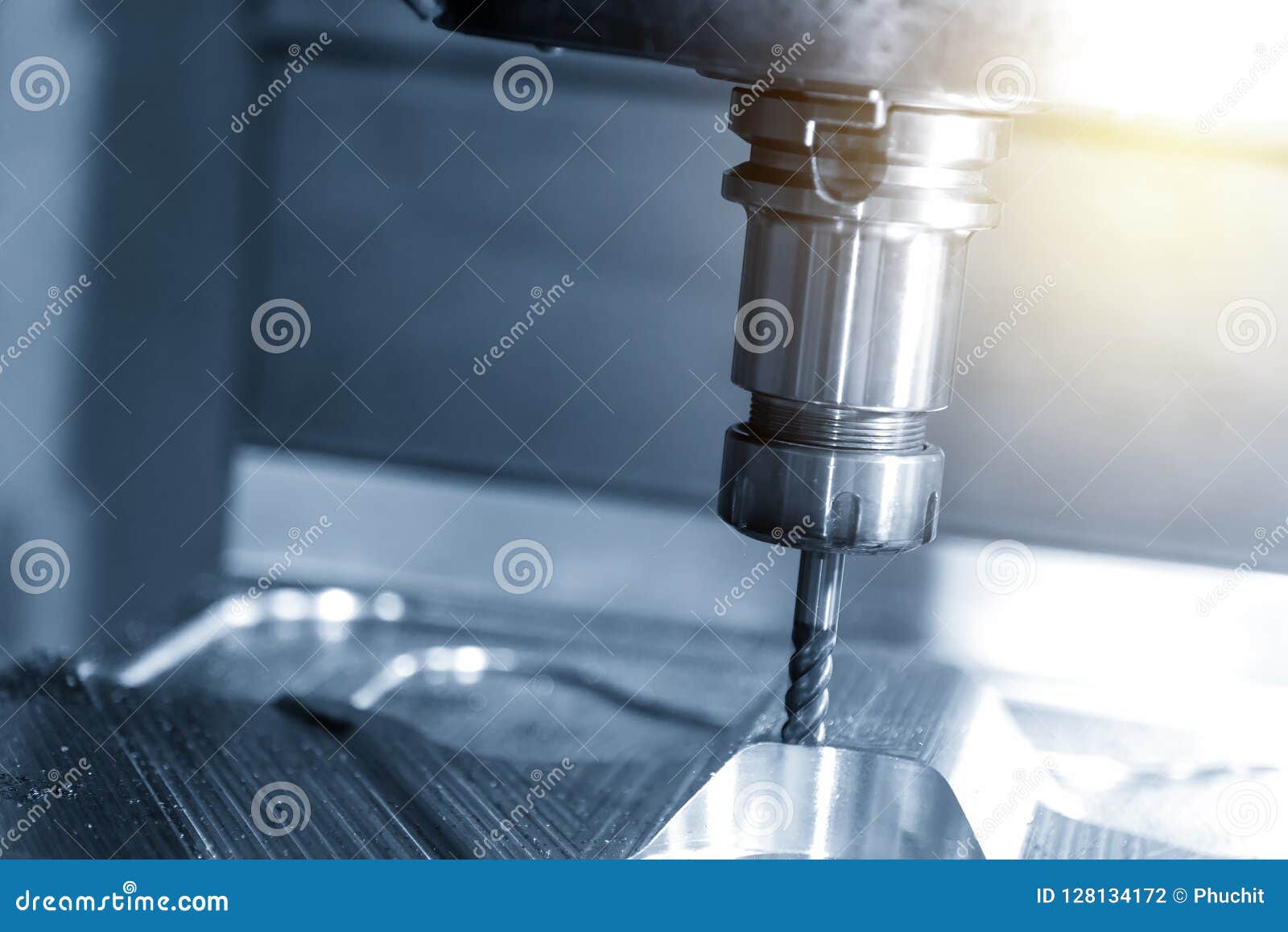 The CNC Milling Machine Cutting the Injection Mold Part Stock Photo ...