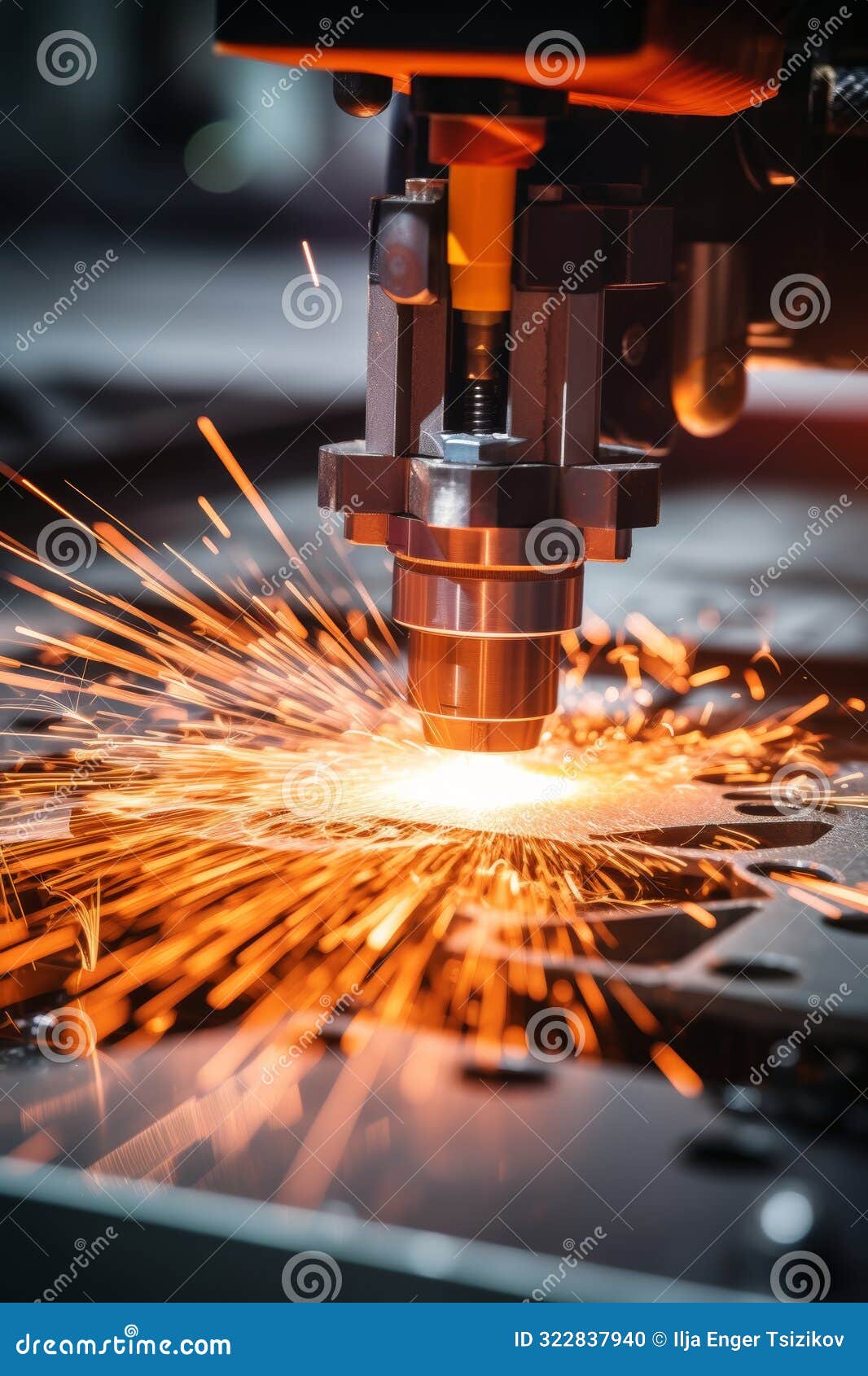 Cnc Milling Machine Cutting Intricate Shape in Metal with Sparks Flying ...