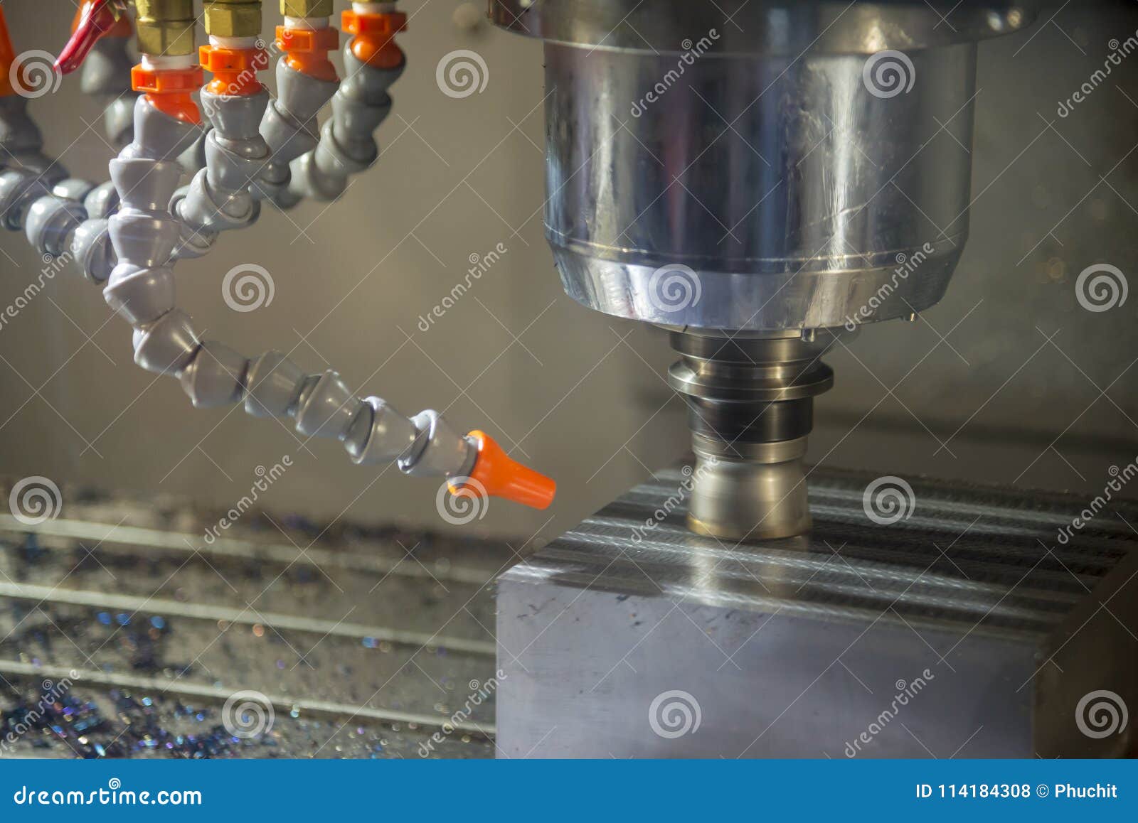 The CNC Milling Machine Cutting the Mold Base Stock Photo - Image of ...