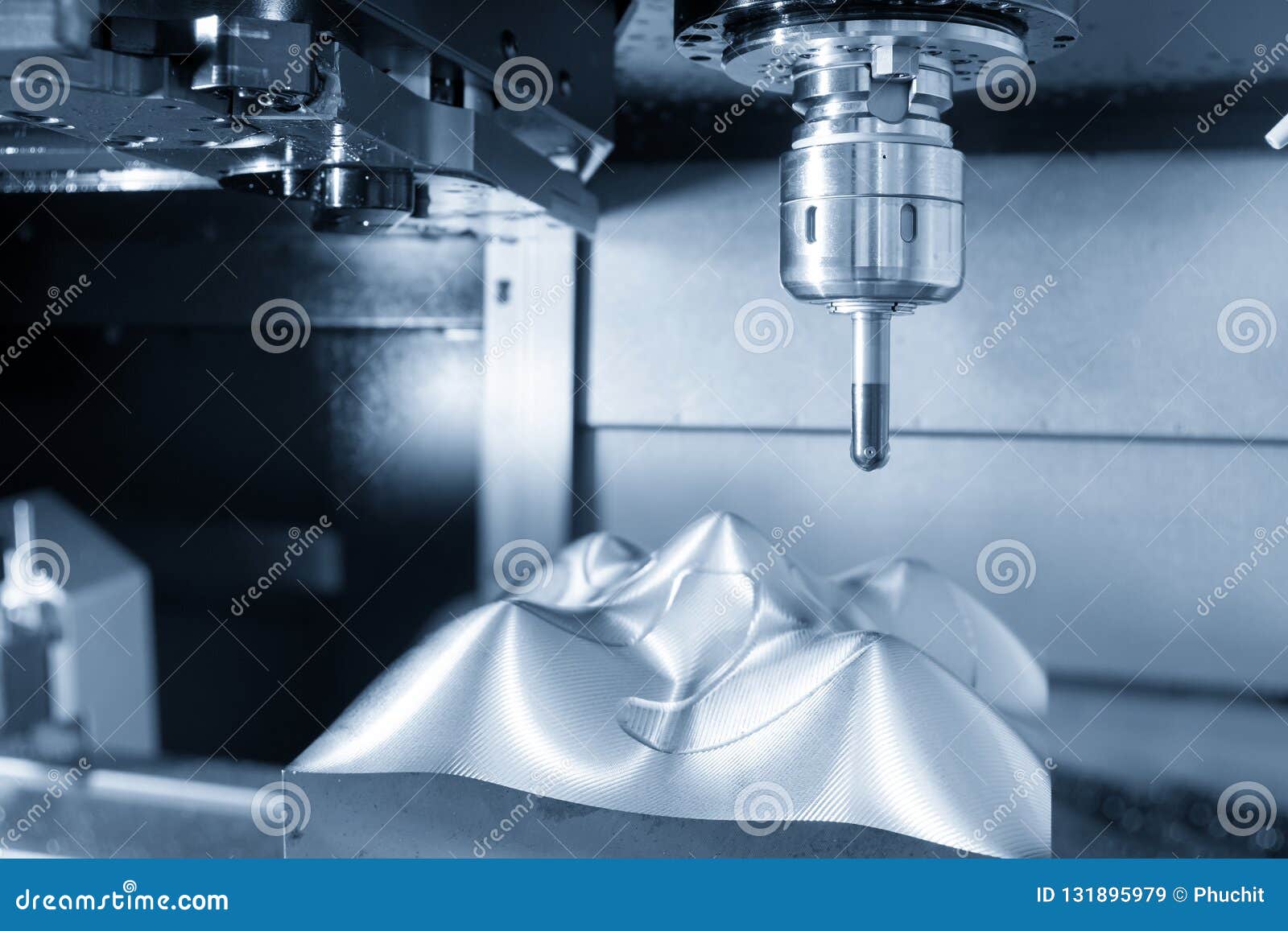 The CNC Milling Machine Cutting the Mold Part . Stock Image - Image of ...