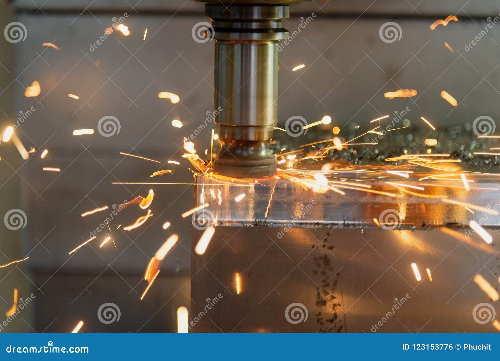 The CNC Milling Machine Cutting the Mold Part Stock Photo - Image of ...