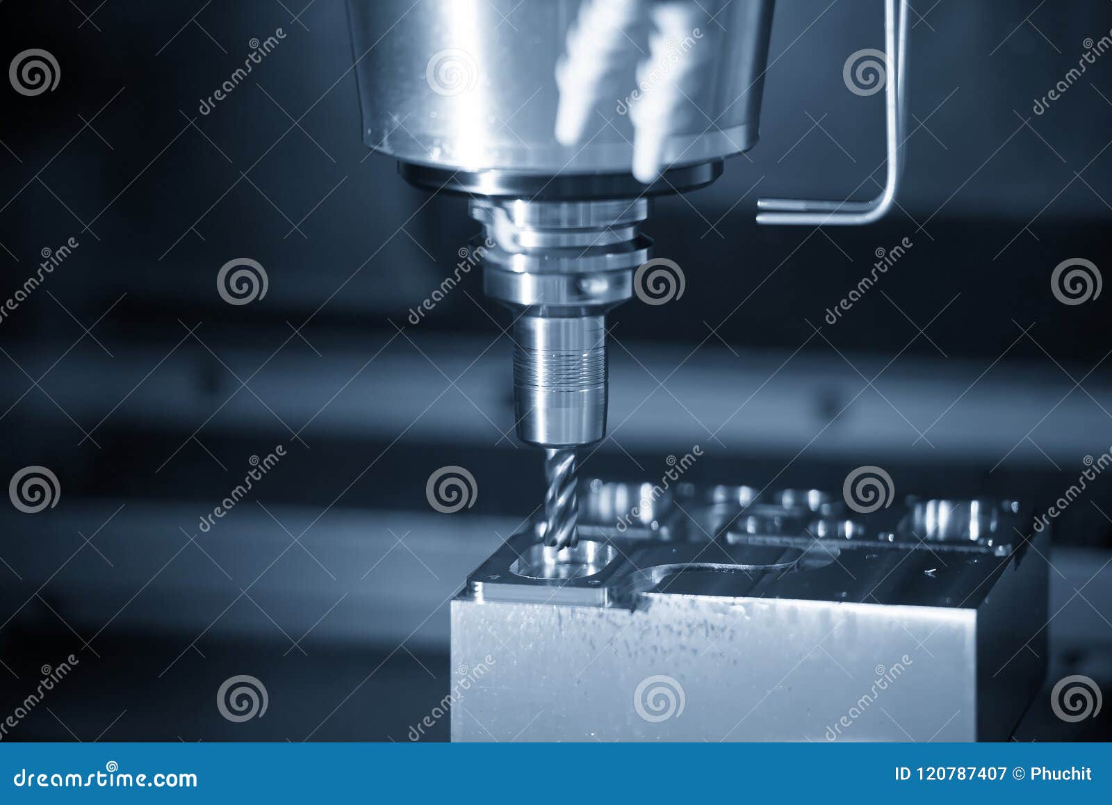 The CNC Milling Machine Cutting the Mold Part Stock Image - Image of ...