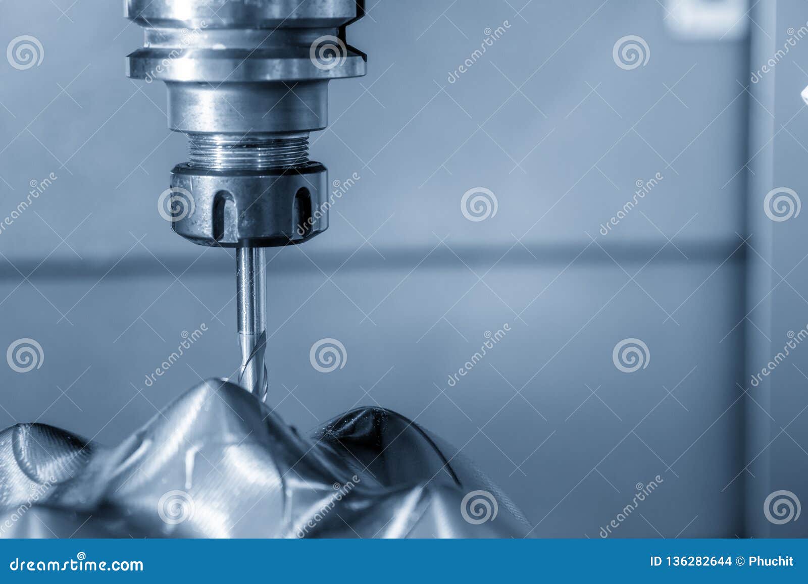 The CNC Milling Machine Cutting the Mold Part. Stock Photo - Image of ...