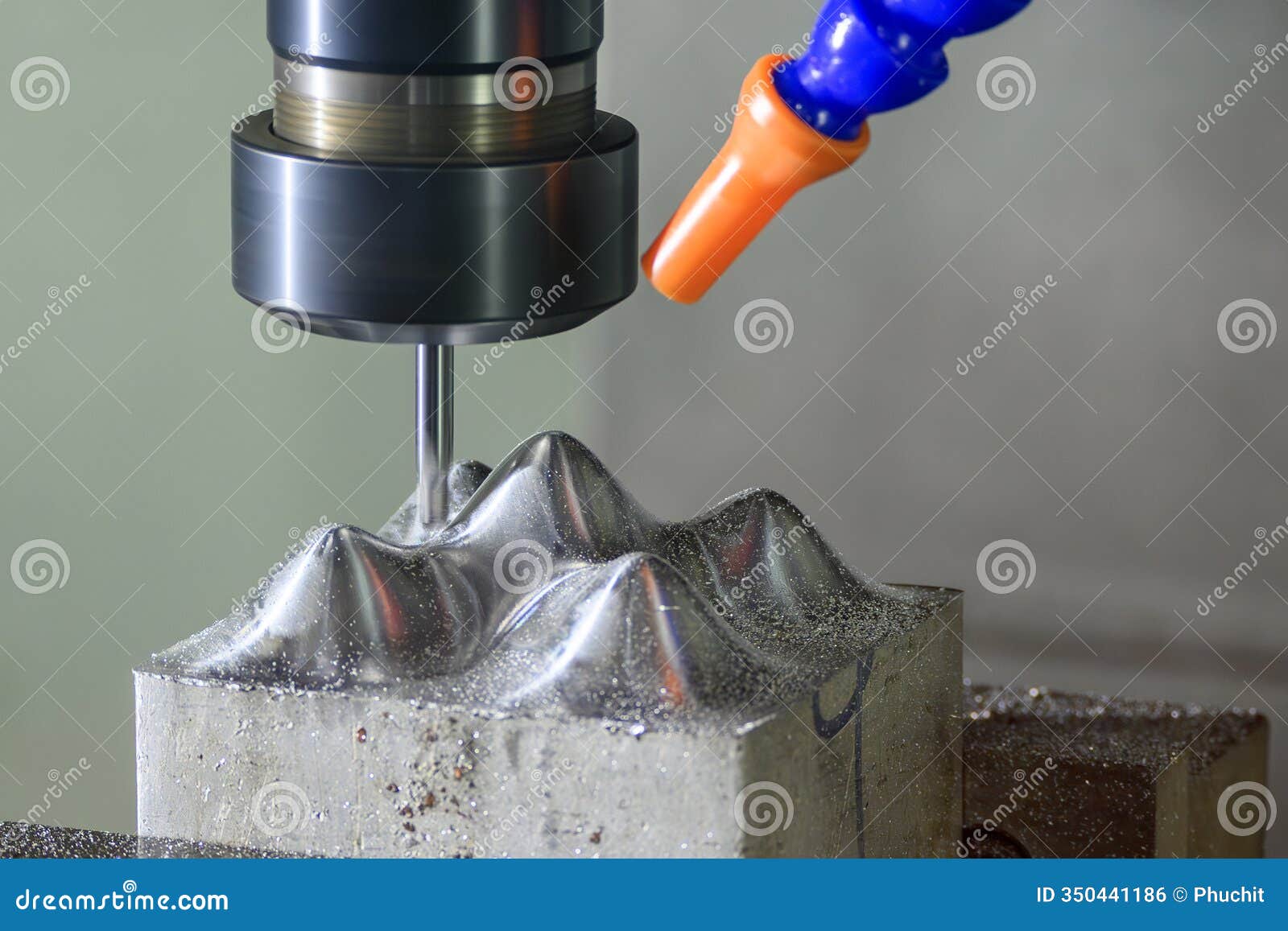 The CNC Milling Machine Cutting Mold Part by Solid Ball End Mill Tool ...