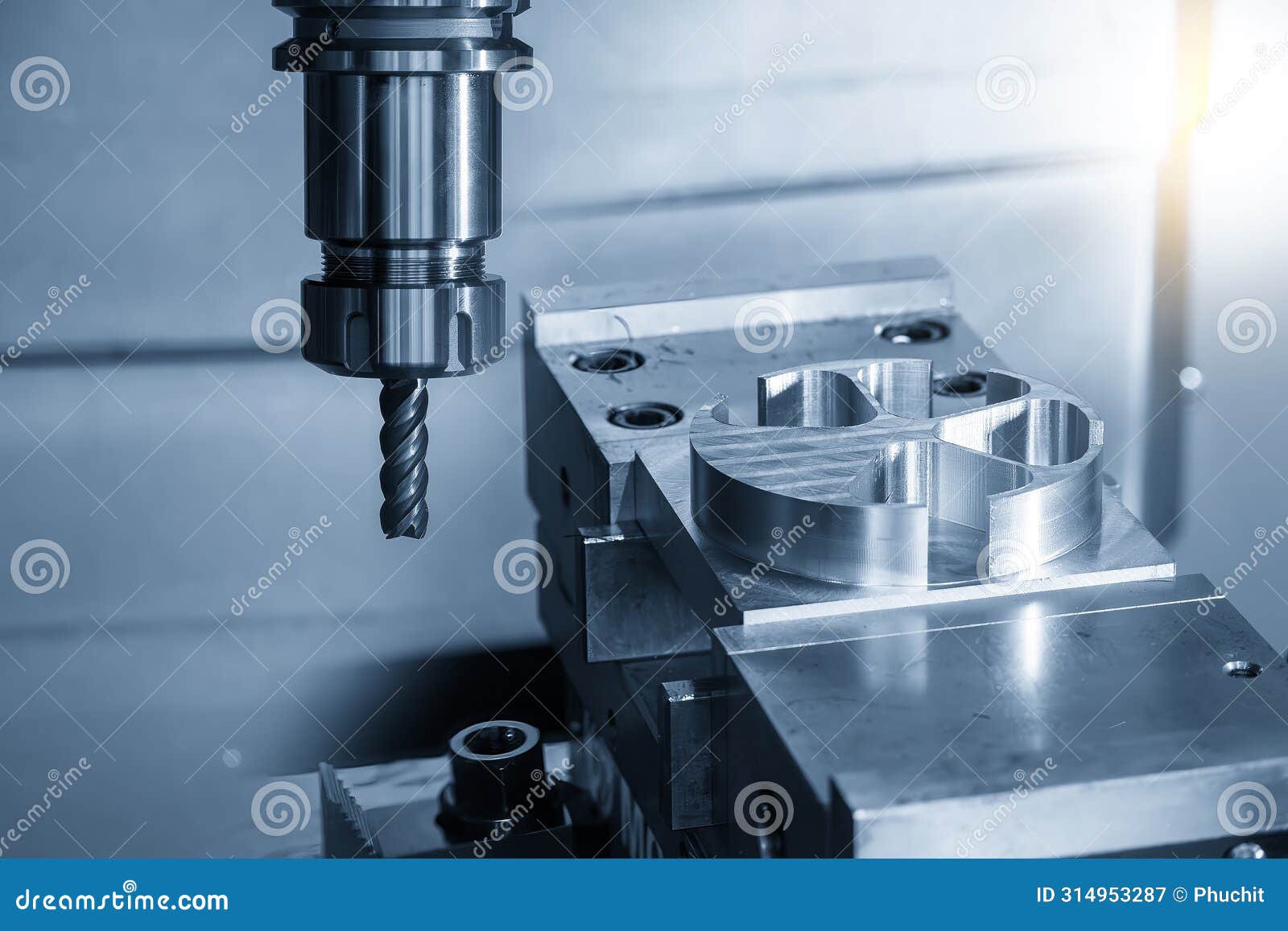 The CNC Milling Machine Cutting Mold Part by Solid Flat End Mill Tool ...