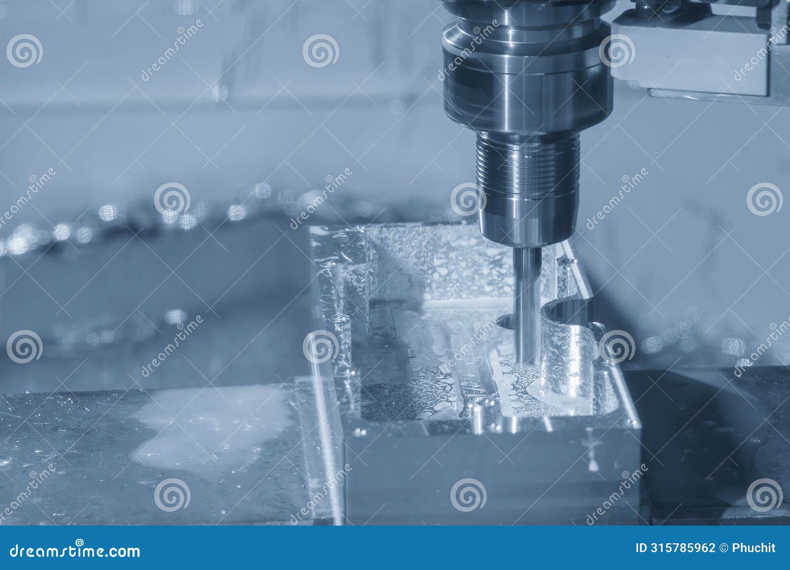 The CNC Milling Machine Cutting Mold Part by Solid Flat End Mill Tool ...