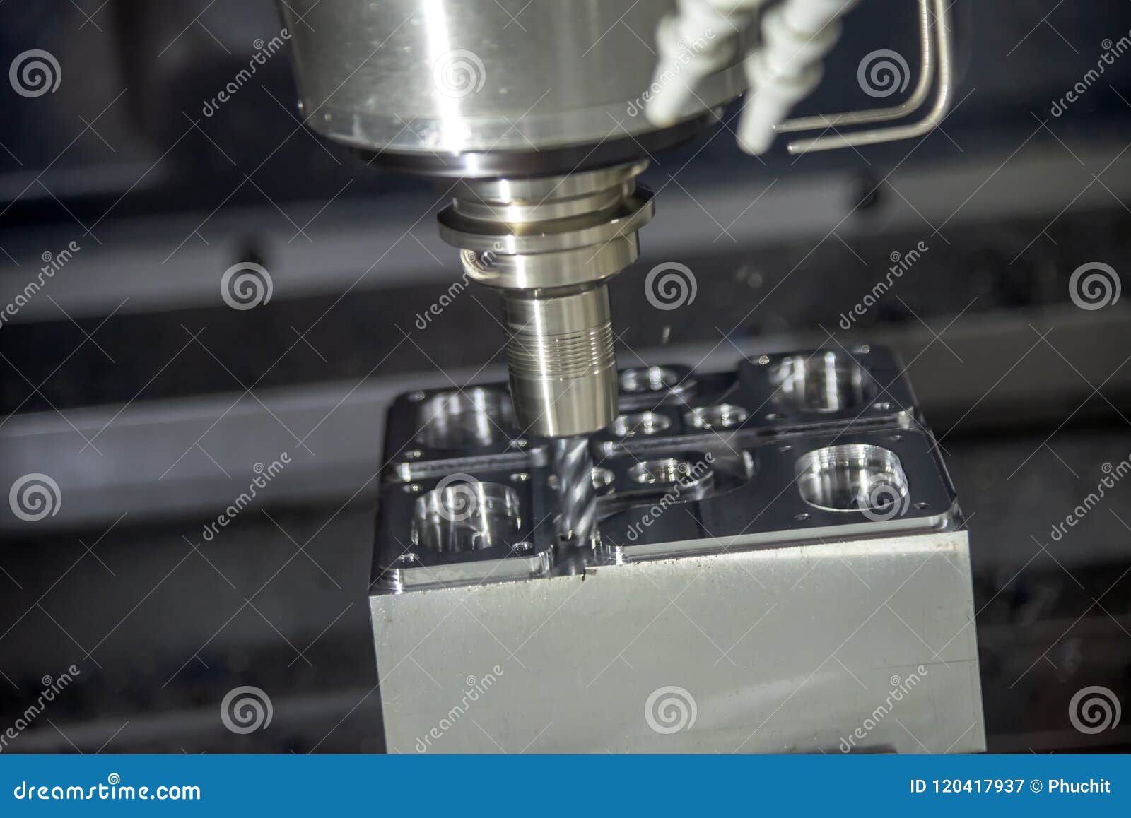 The CNC Milling Machine Cutting the Mold Parts. Stock Image - Image of ...