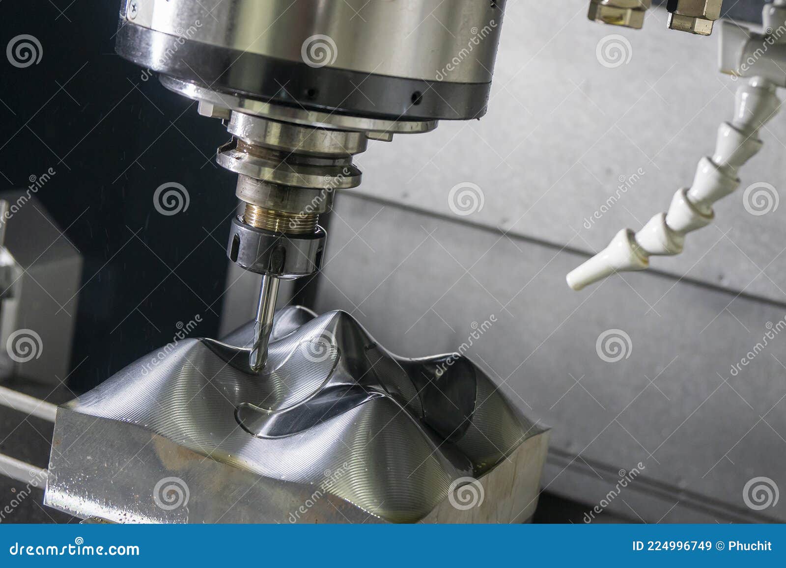 The CNC Milling Machine Cutting the Mold Parts by Solid Ball End Mill ...