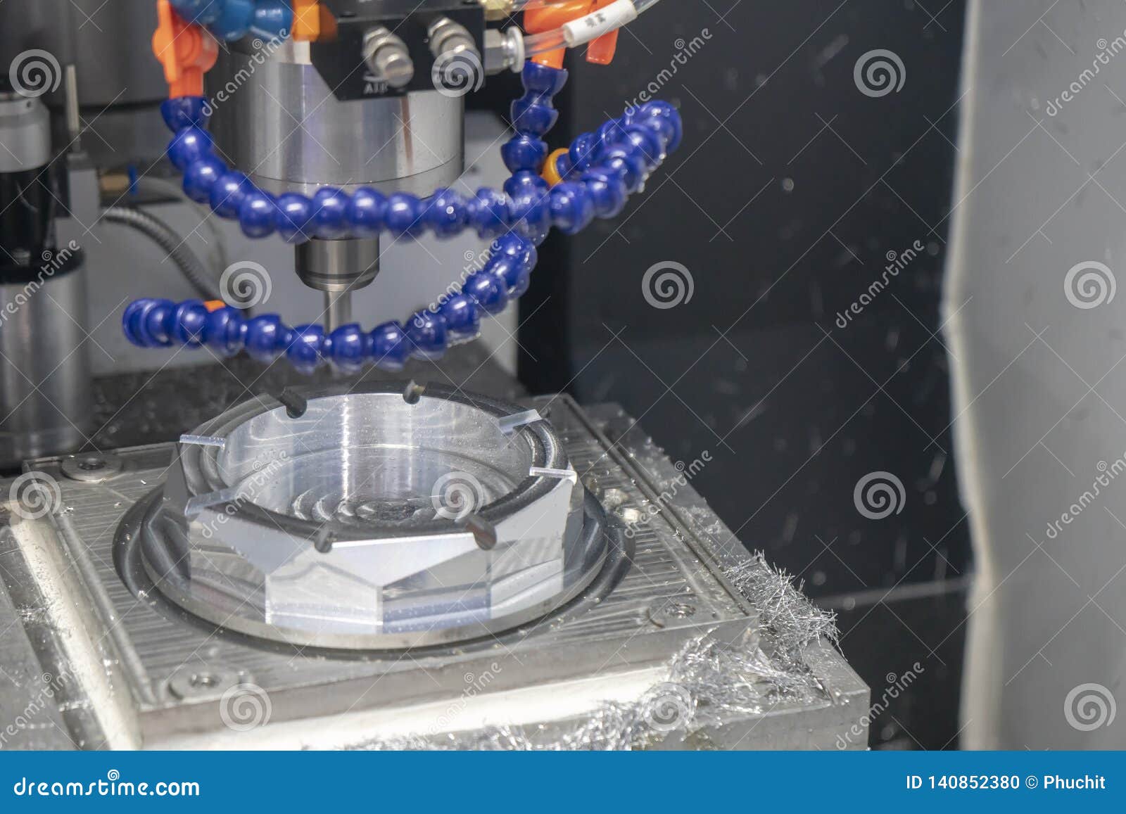 The CNC Milling Machine Cutting the Mould Part with the Solid Ball End ...