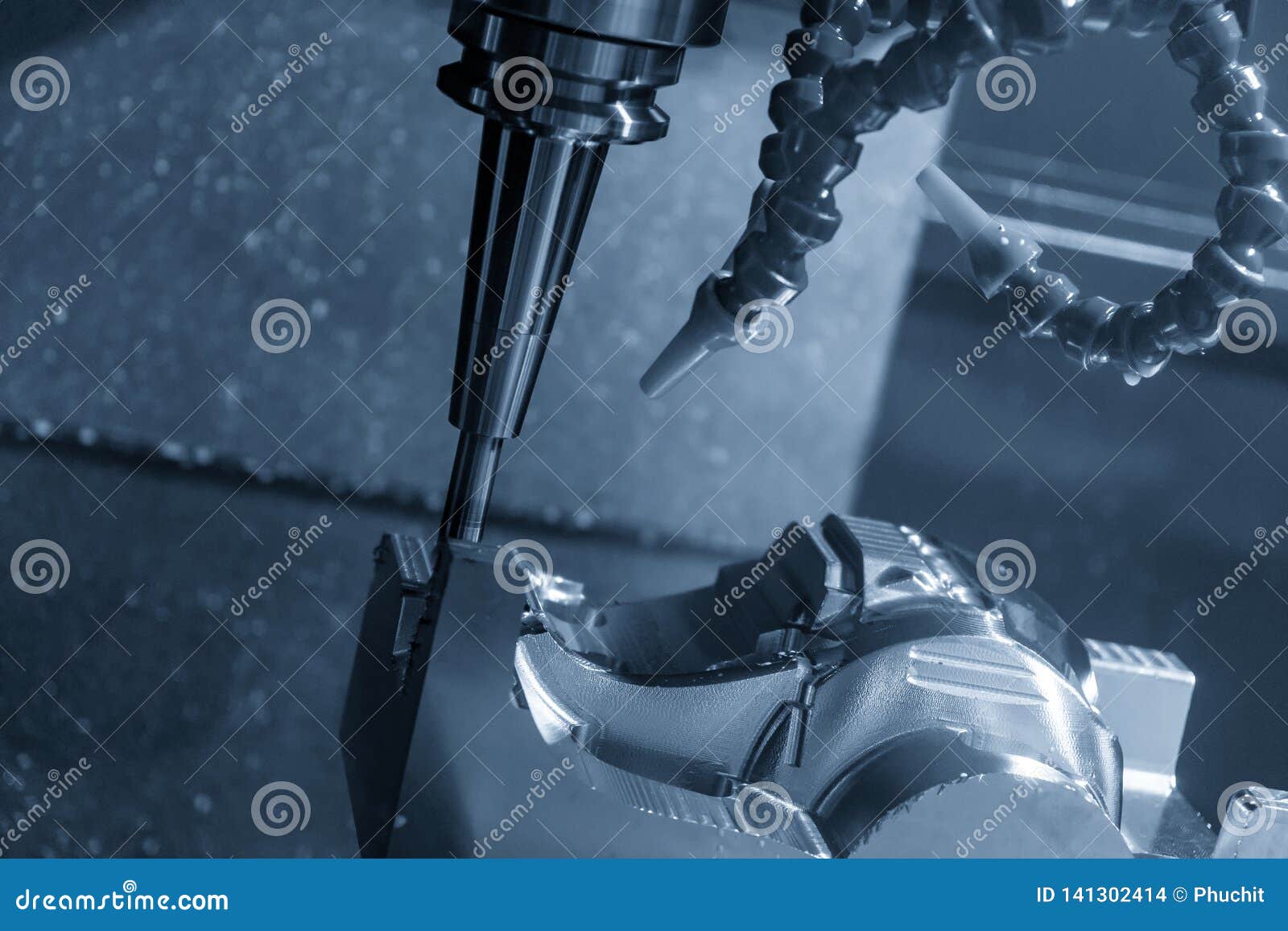 The CNC Milling Machine Cutting the Mould Part . Stock Photo - Image of ...