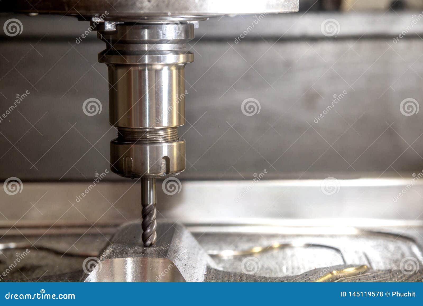 The CNC Milling Machine Cutting the Mould Part with the Solid Ball End ...