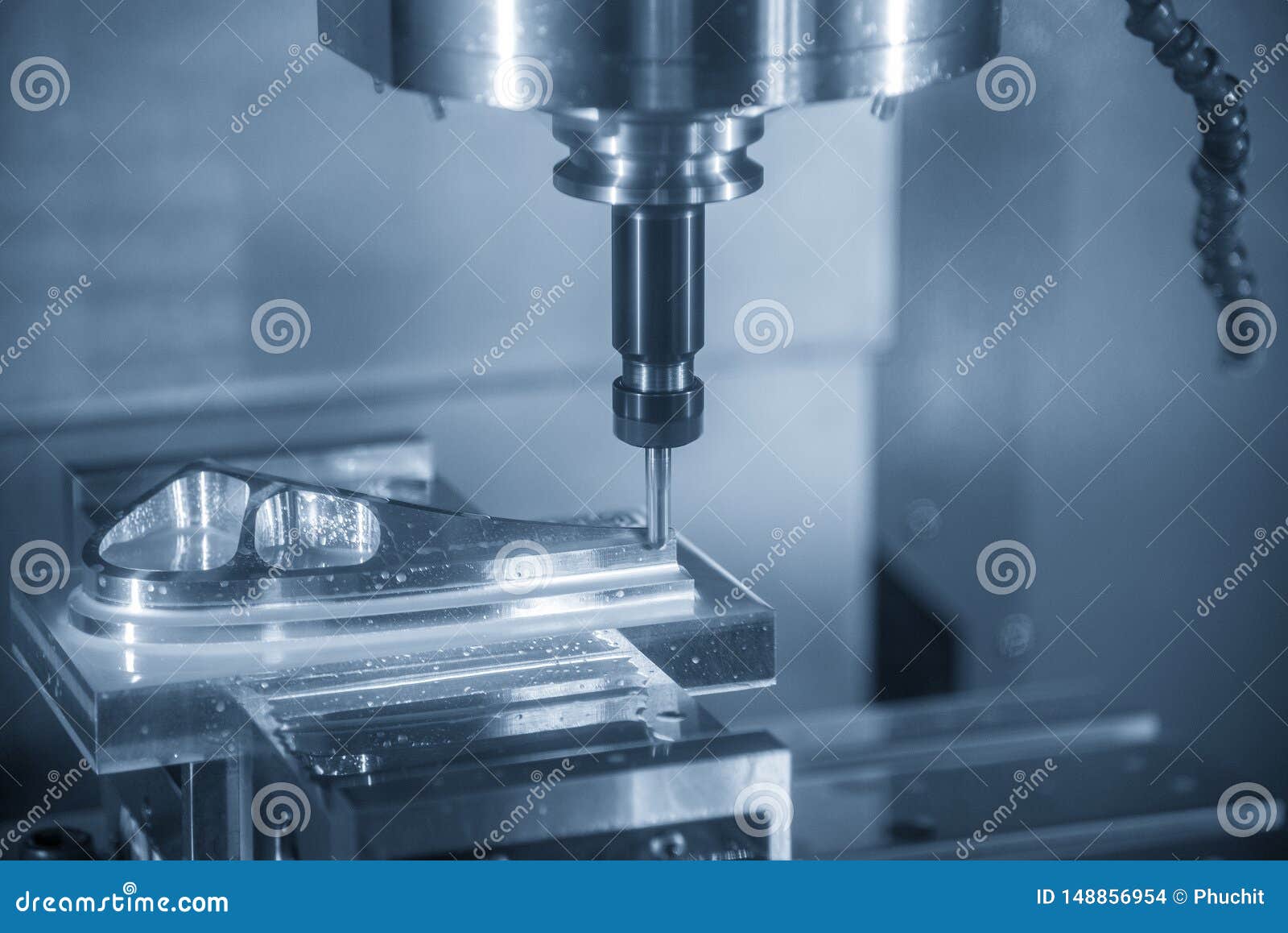The CNC Milling Machine Cutting the Mould Part with the Solid Ball End ...