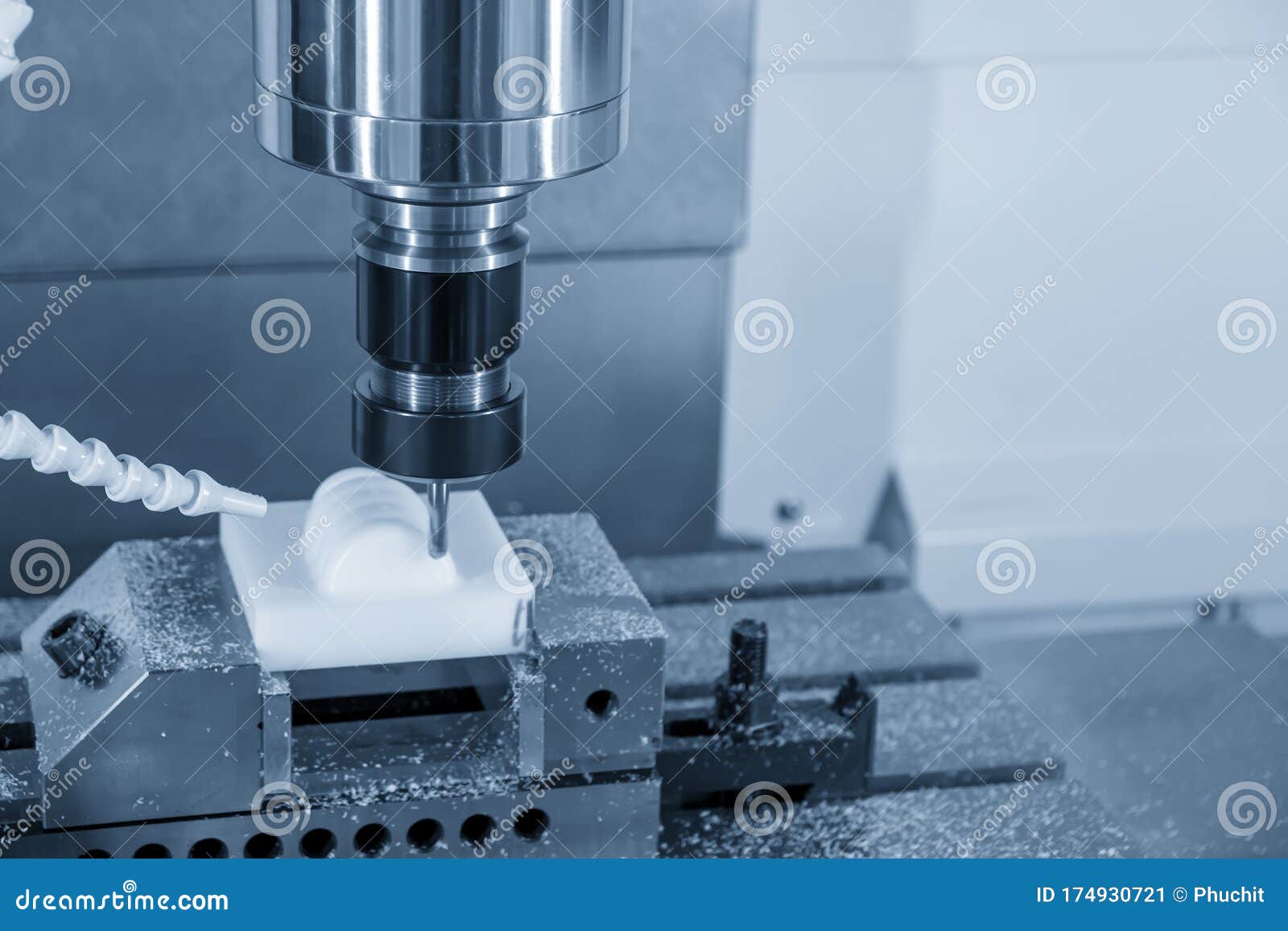 The CNC Milling Machine Cutting the Plastic Parts with Solid Ball ...