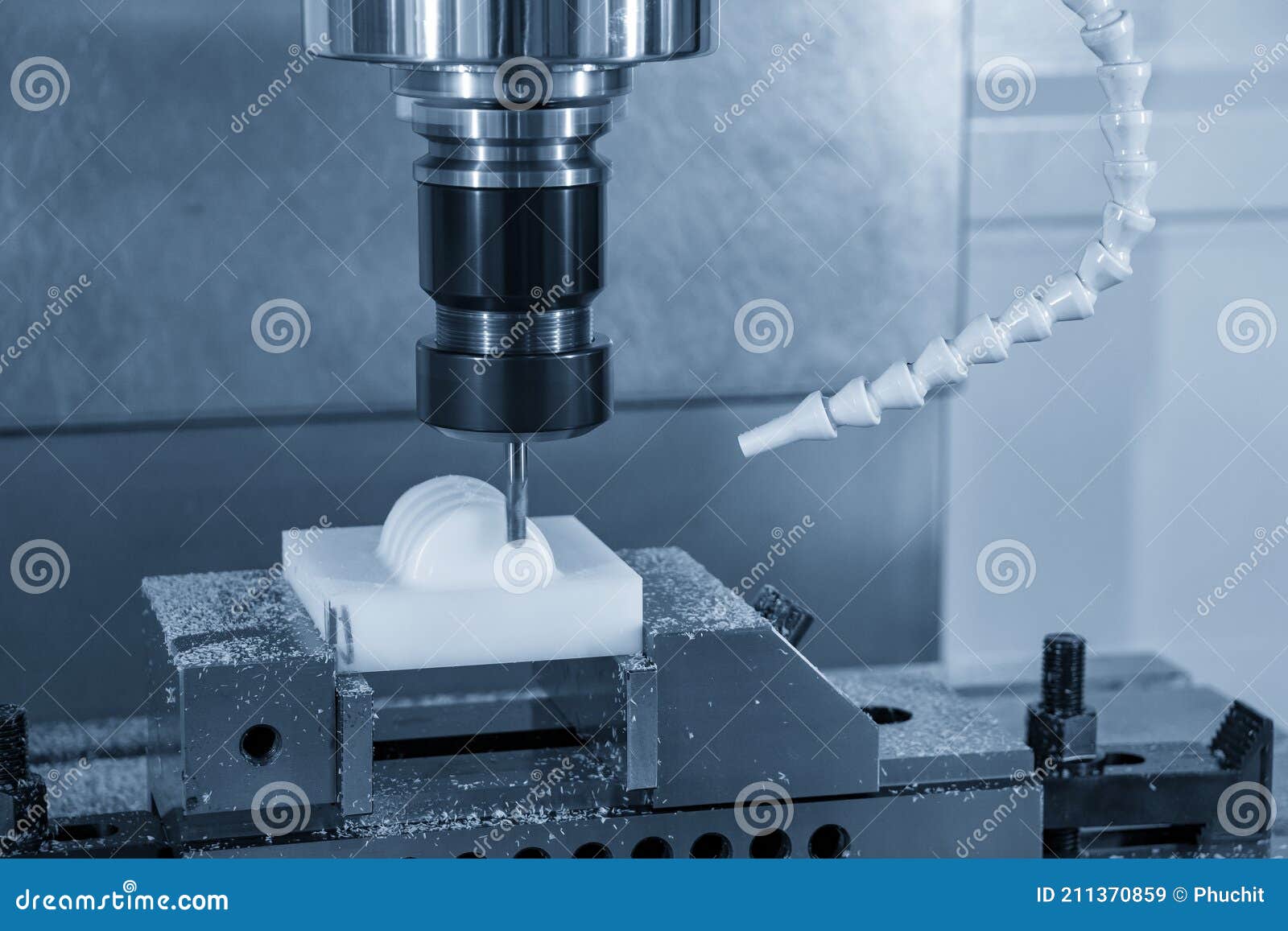 The CNC Milling Machine Cutting the POM Material Part by Solid Ball End ...