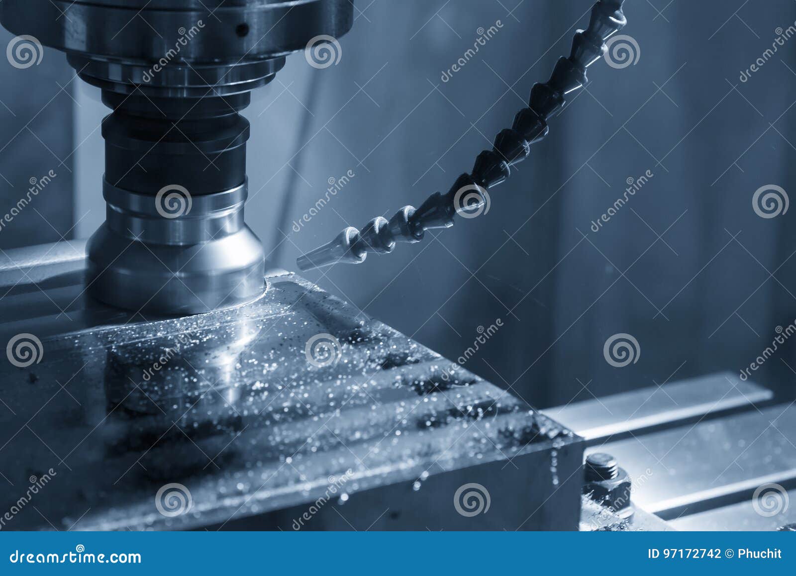 The CNC Milling Machine Cutting the Raw Material Stock Photo - Image of ...