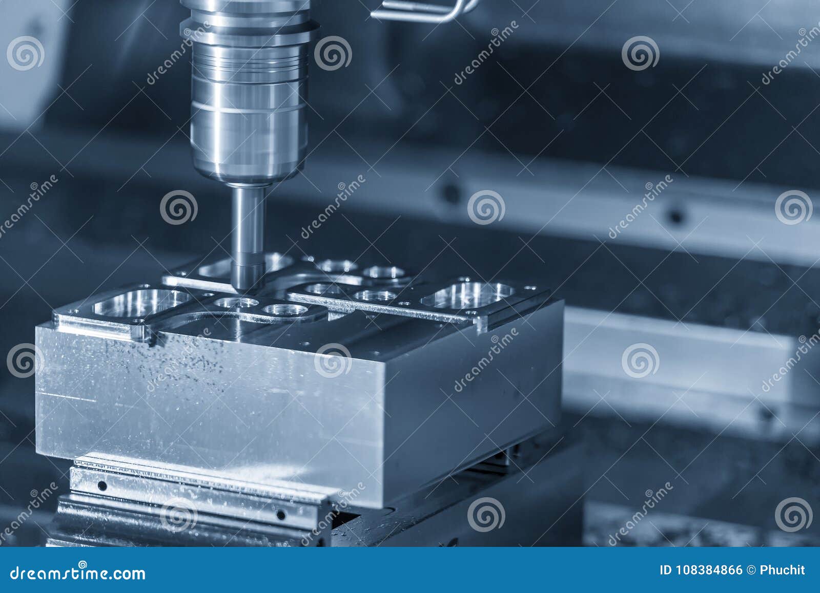 The CNC Milling Machine Cutting the Sample Part. Stock Photo - Image of ...