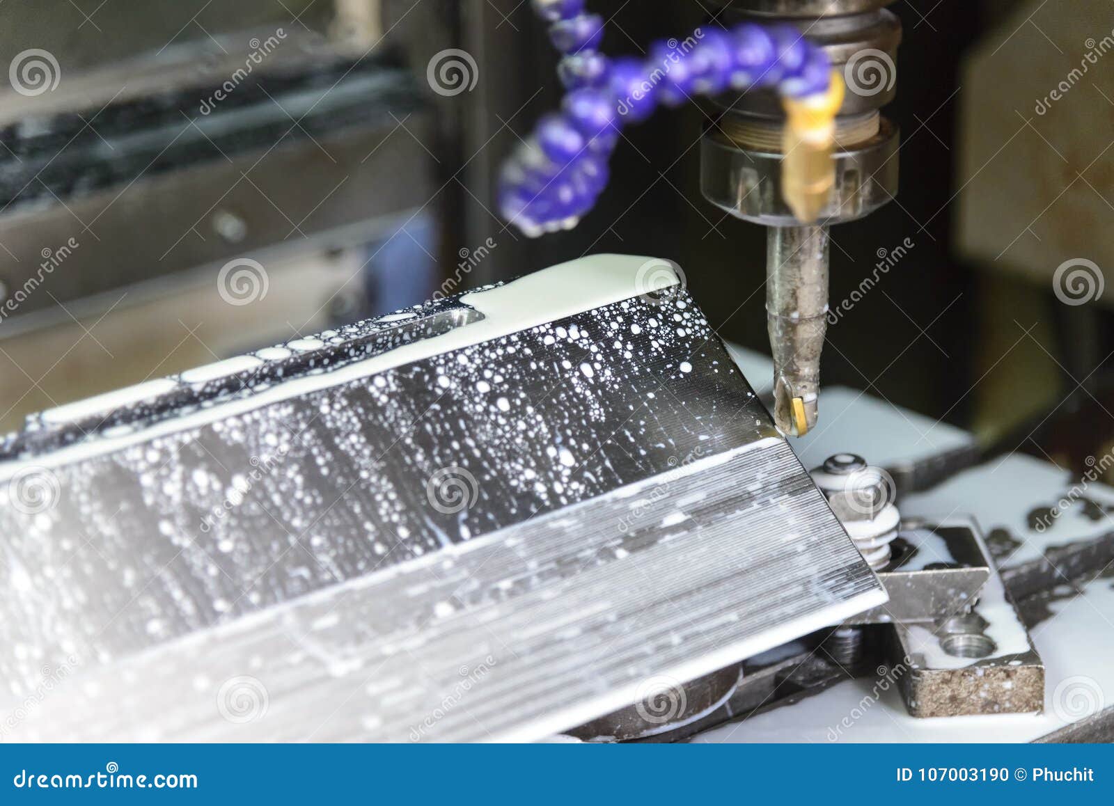 The CNC Milling Machine Cutting the Sample Part. Stock Photo - Image of ...