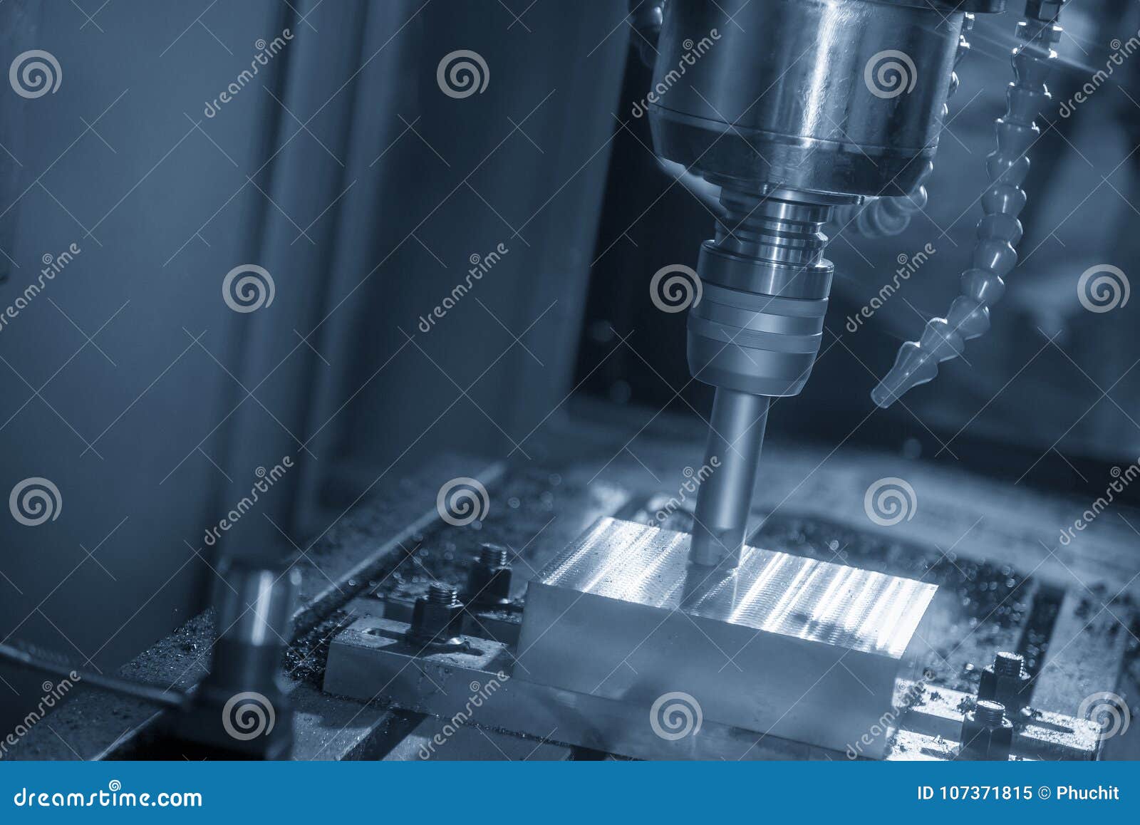The CNC Milling Machine Cutting the Sample Part Stock Image - Image of ...
