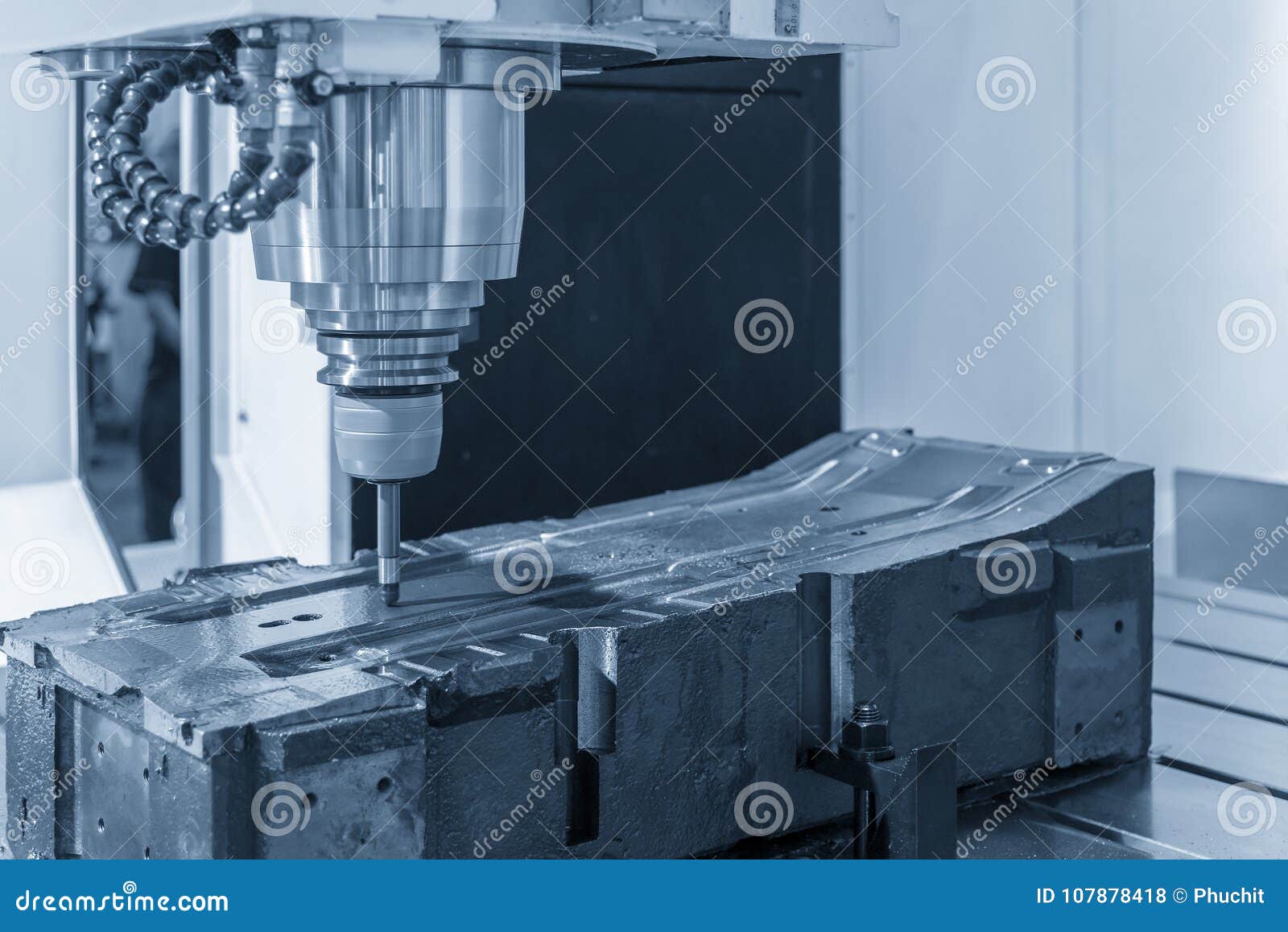 The CNC Milling Machine Cutting the Sample Part. Stock Photo - Image of ...