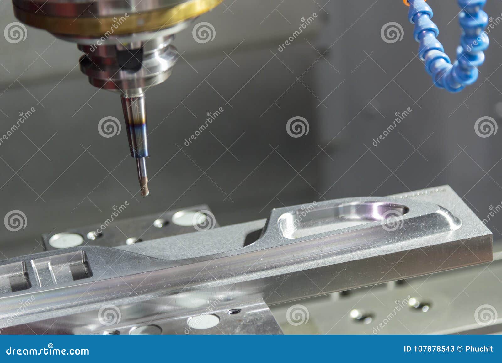 The CNC Milling Machine Cutting the Sample Part. Stock Image - Image of ...