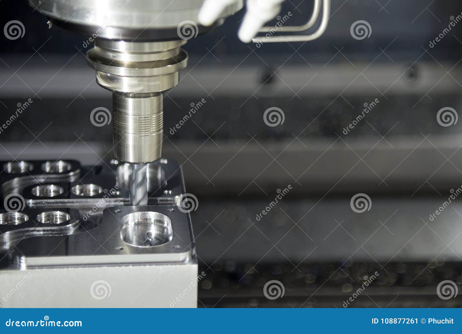 The CNC Milling Machine Cutting the Sample Part. Stock Image - Image of ...
