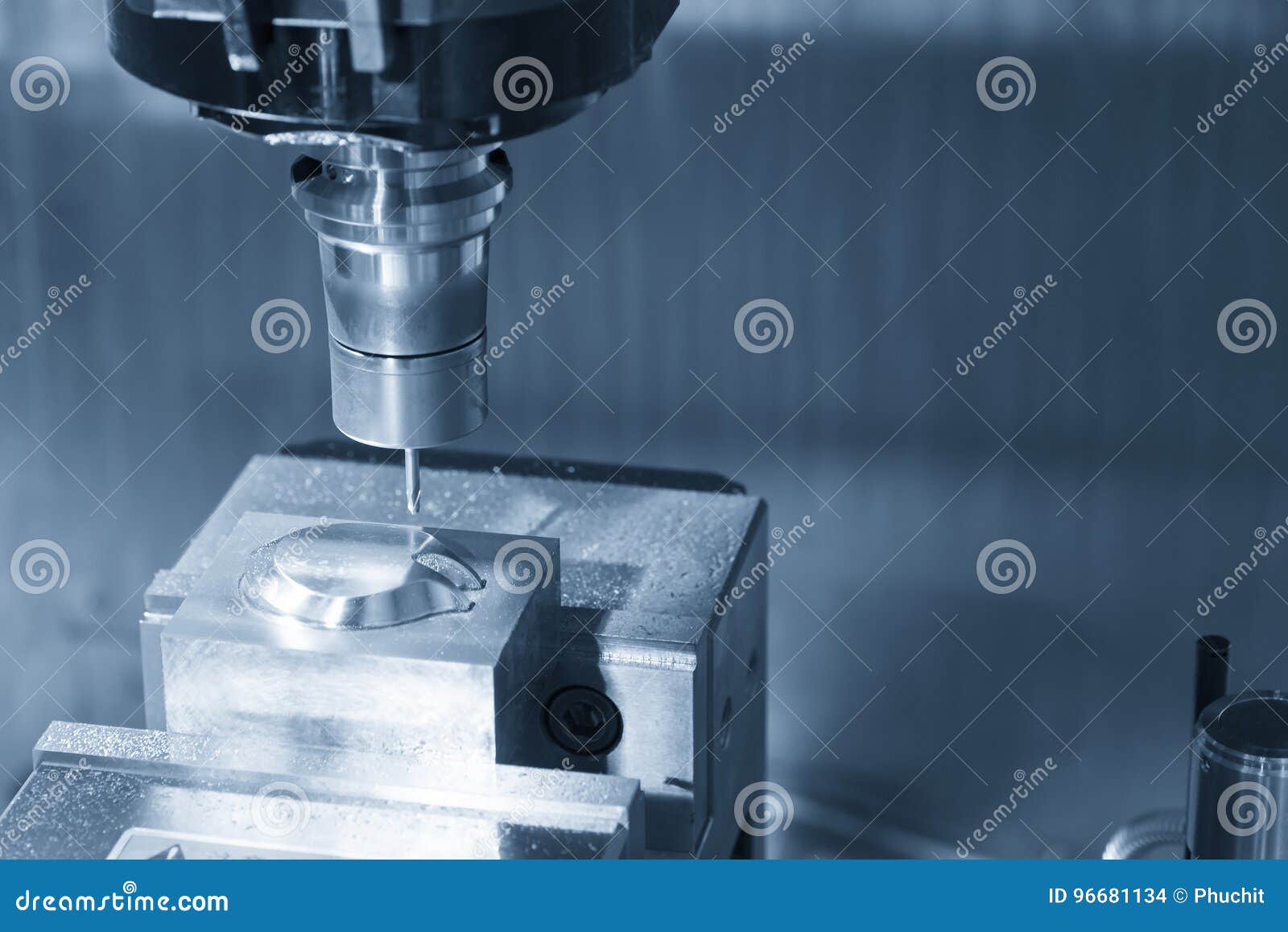 The CNC Milling Machine Cutting the Sample Part Stock Photo - Image of ...