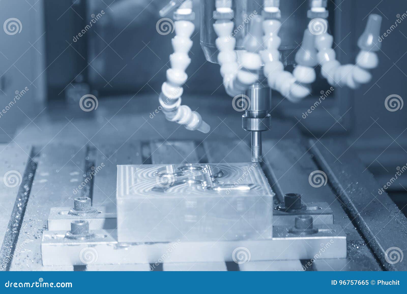 The CNC Milling Machine Cutting the Sample Part Stock Image - Image of ...