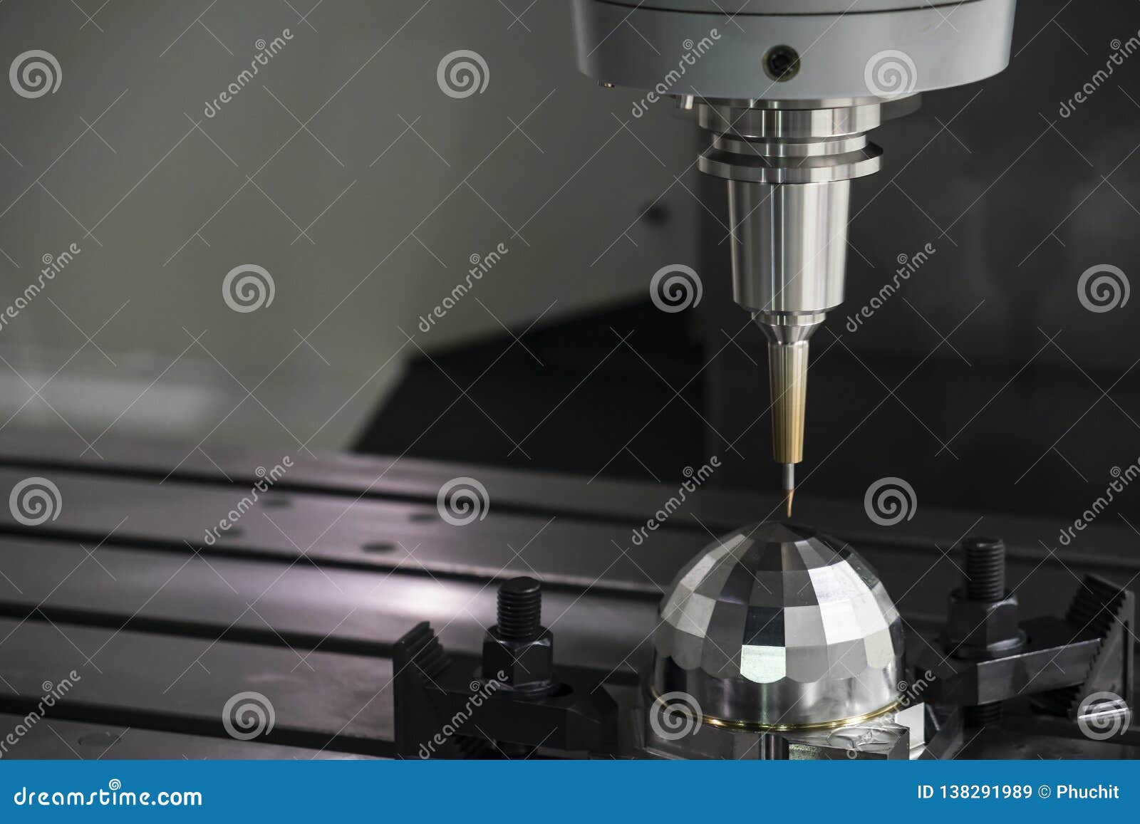The CNC Milling Machine Cutting the Sample Part . Stock Image - Image ...